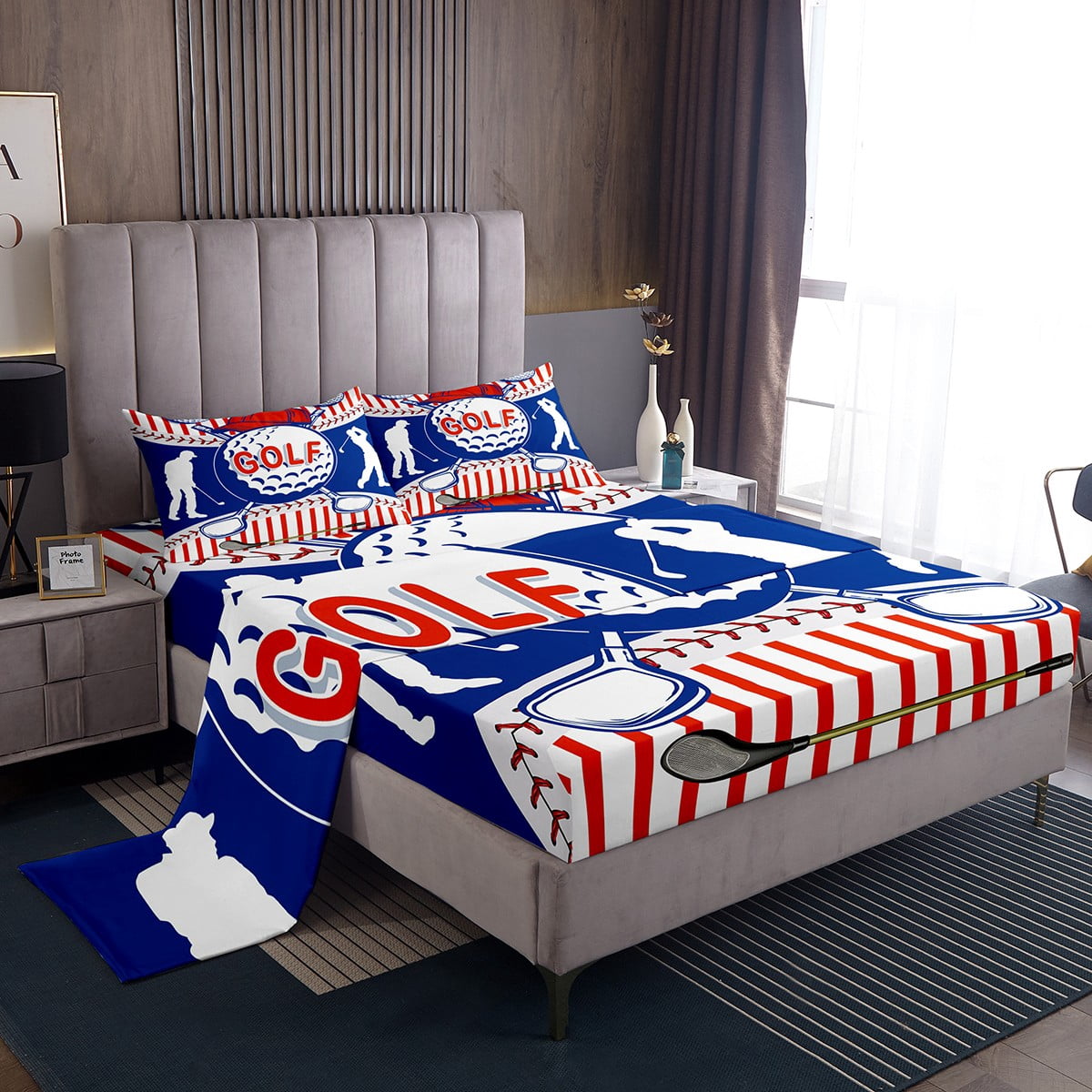 Golf Bed Sheets Set King Size,Sports Themed Golf Bedding Set Adults ...