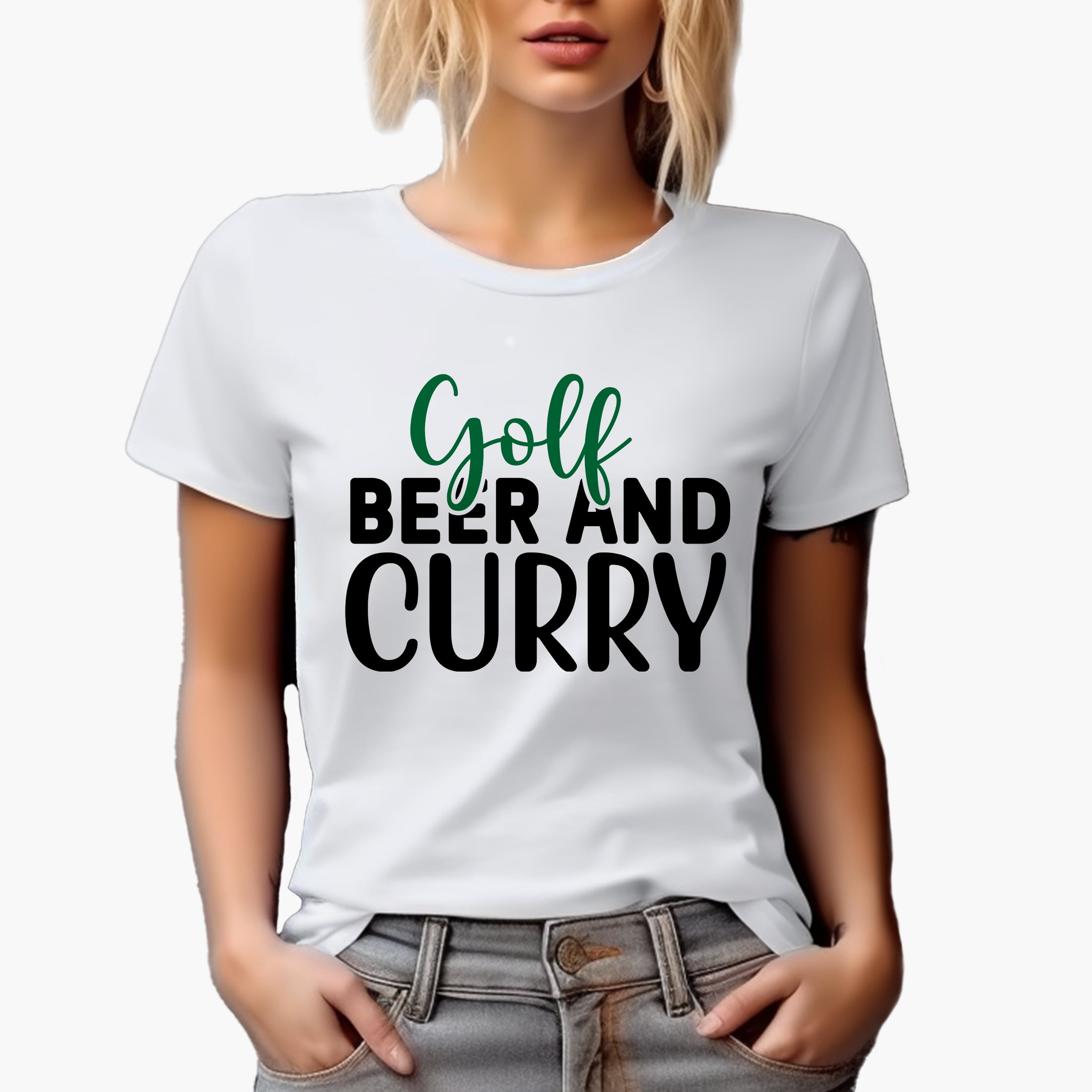 Golf, Beer & Curry, Food Lover Golf Player, Golfing or Golfer Themed ...