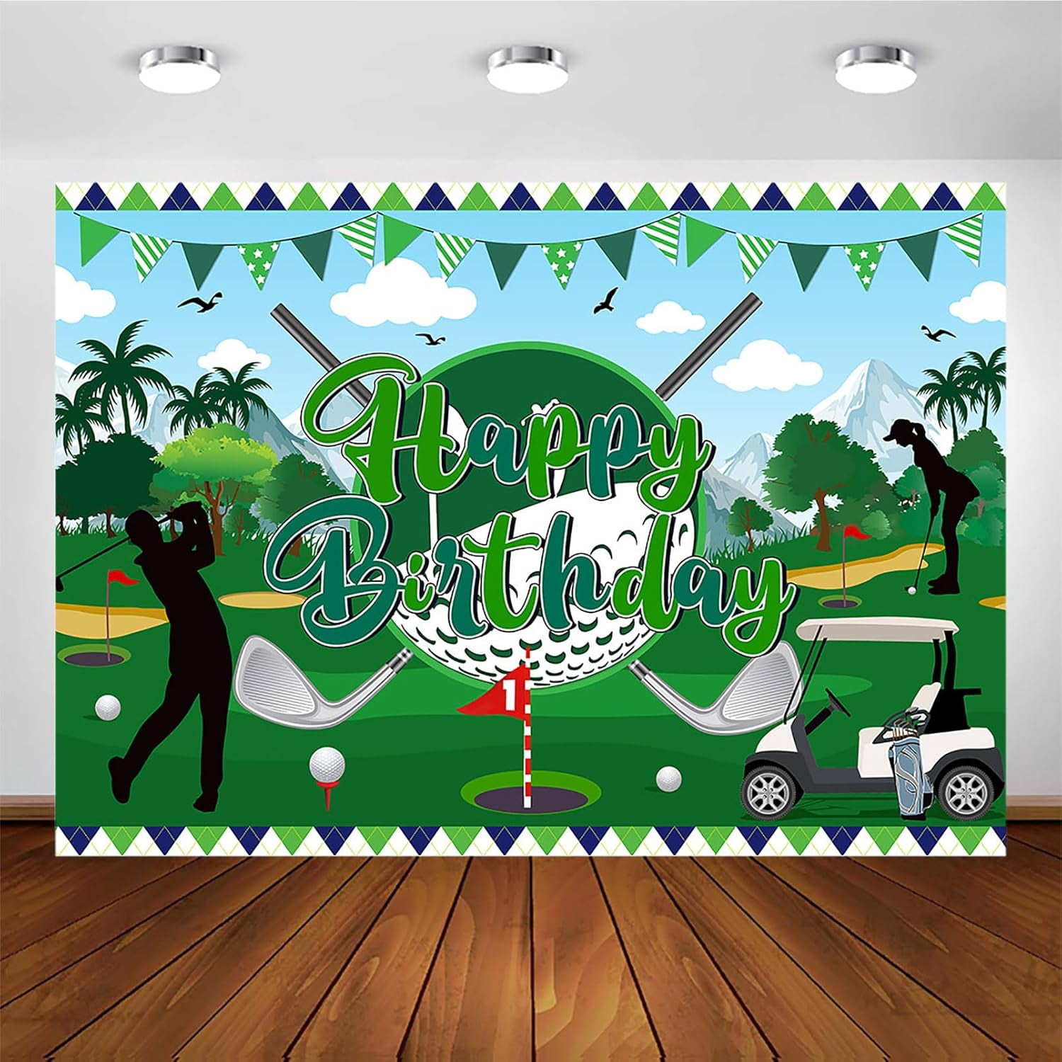 Golf Birthday Backdrop Golf Happy Birthday Party Decoration Sports Golf ...