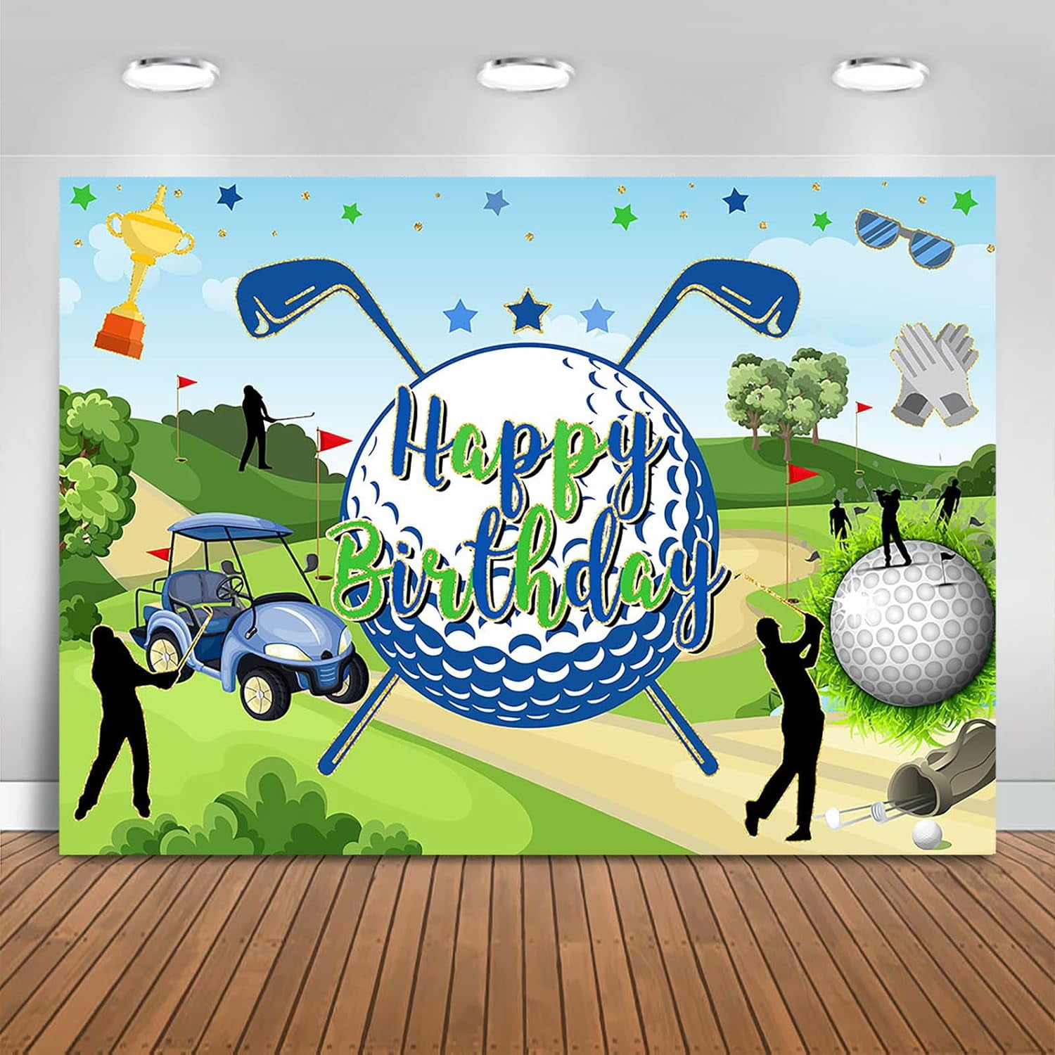 Golf Birthday Backdrop Golf Sports Theme Happy Birthday Background ...