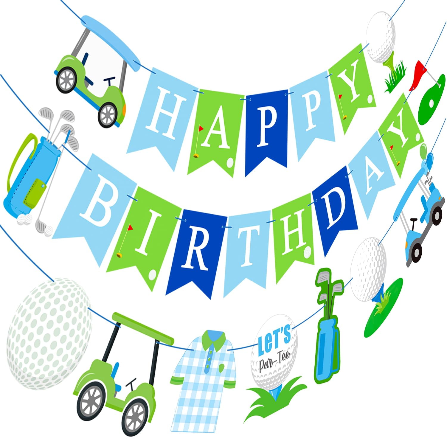 Golf Birthday Party Decorations DHF10 3PCS Golf Happy Birthday Banners ...