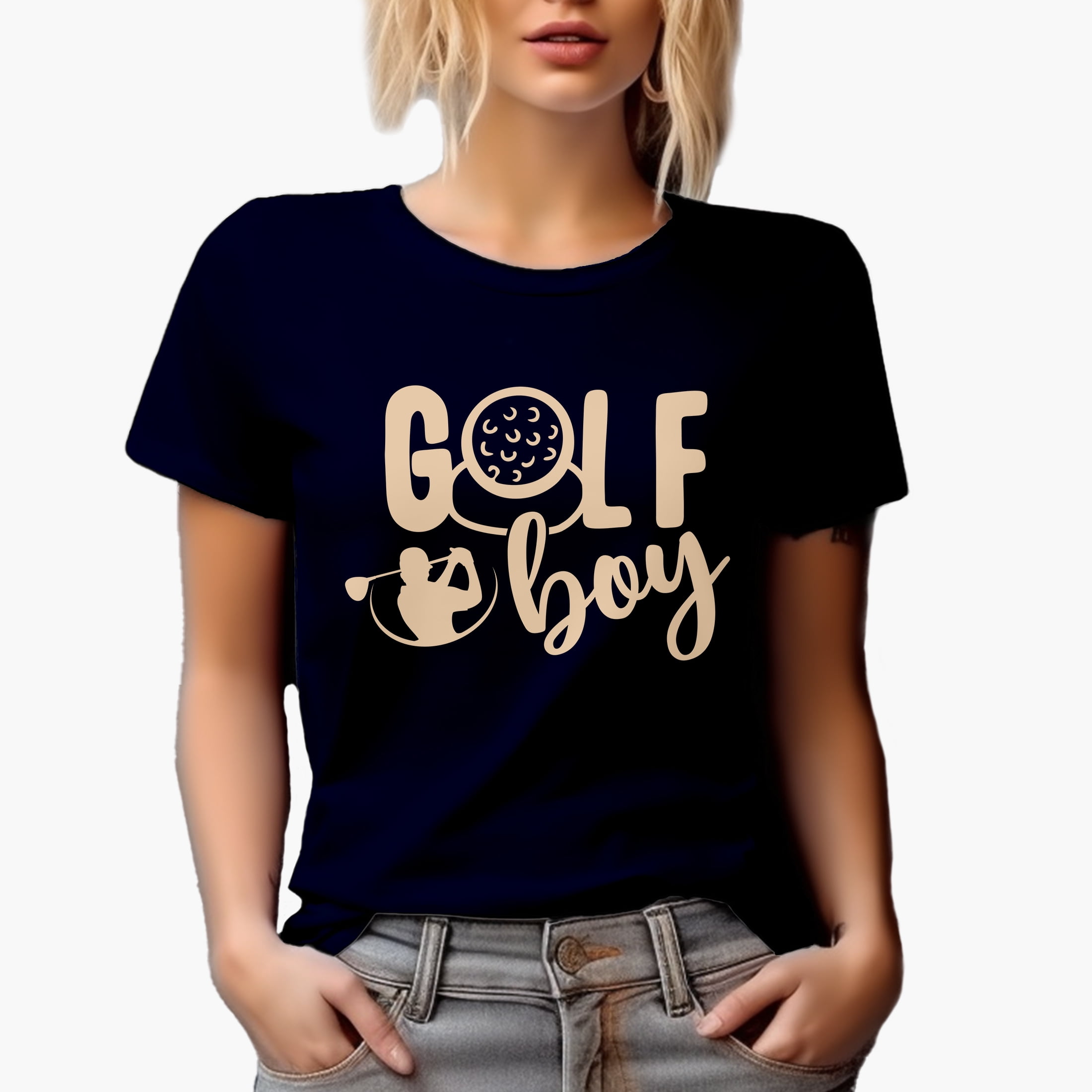 Golf Boy with a Swinging Young Golf Player, Golfing or Golfer Themed ...