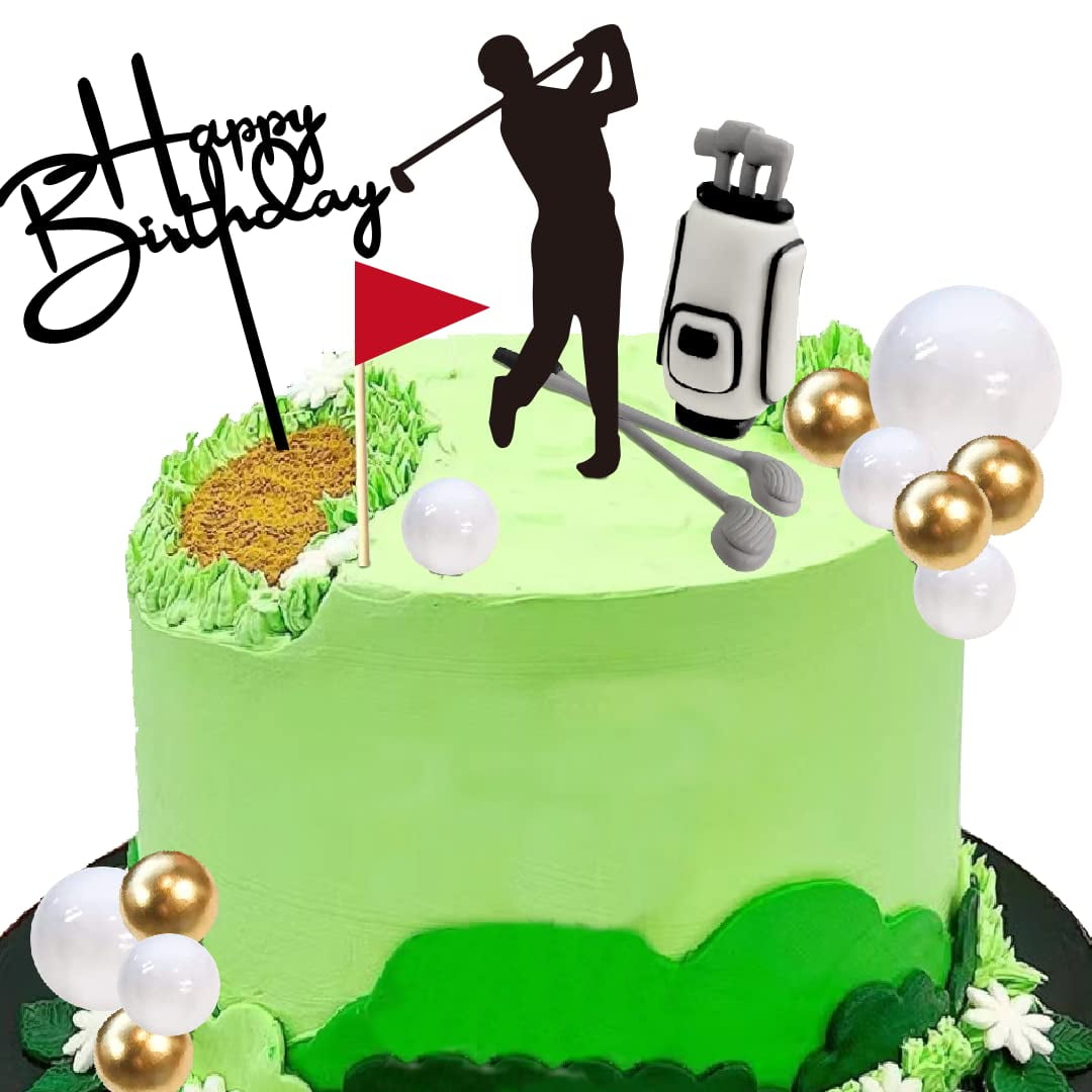 Golf Cake Topper with Stand Bag RST1 Clubs Ball Golf Birthday Cake ...