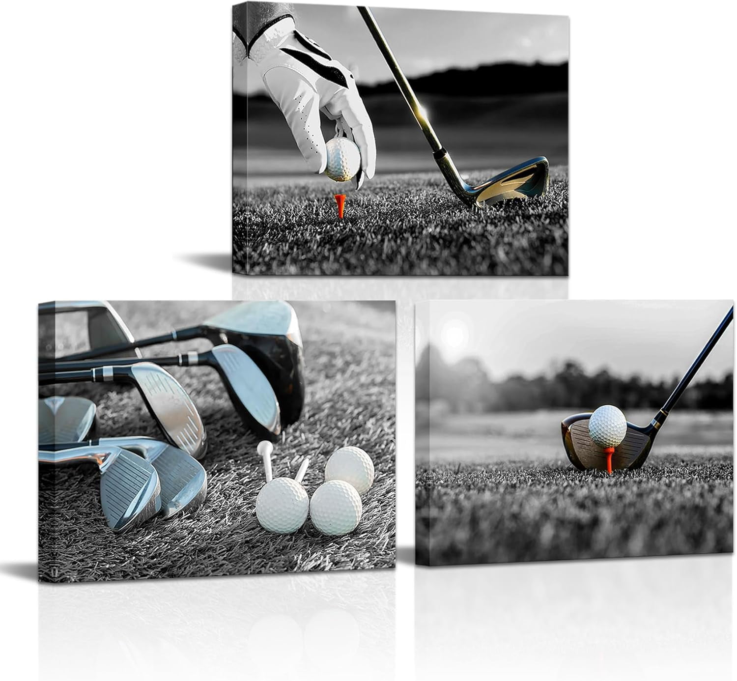 Golf Canvas Wall Art Black White Golf Ball and Golf Club Picture Sport ...