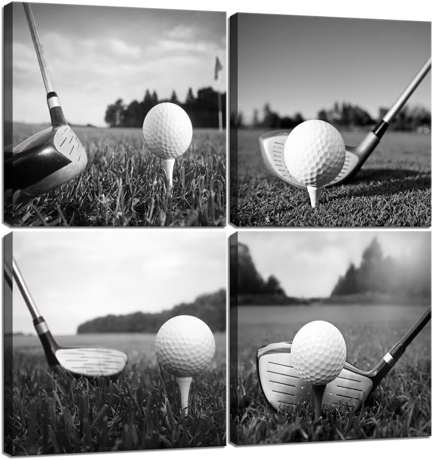 Golf Canvas Wall Art Golf Pictures Black and White Golf Course Wall ...