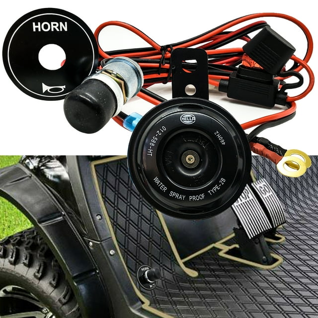 Hella 3" Disc Horn Kit with Momentary Step-On Switch for Golf Carts ...