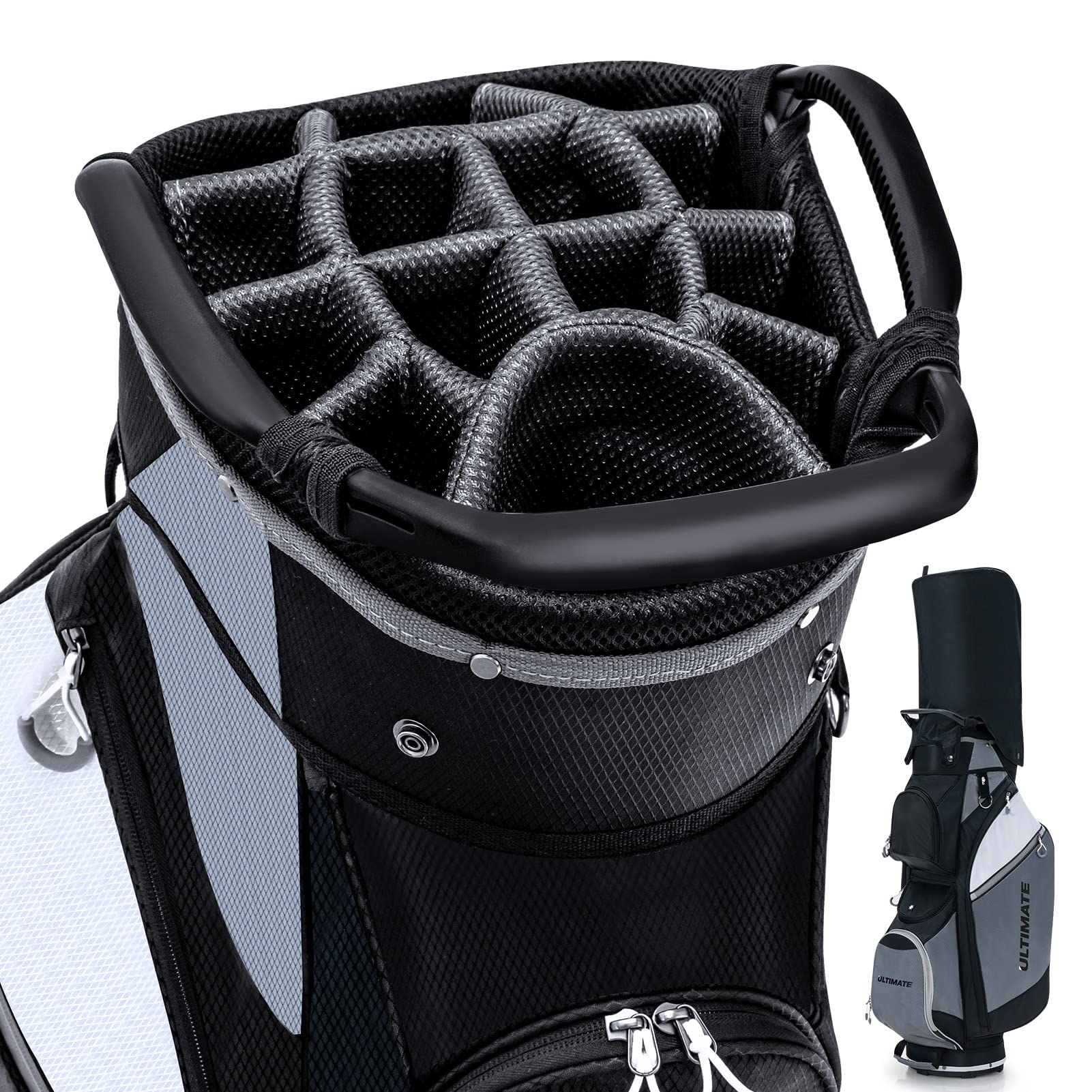 Golf Cart Bag 14 Way Divider with Rain Hood, Lightweight Stand Bag for ...