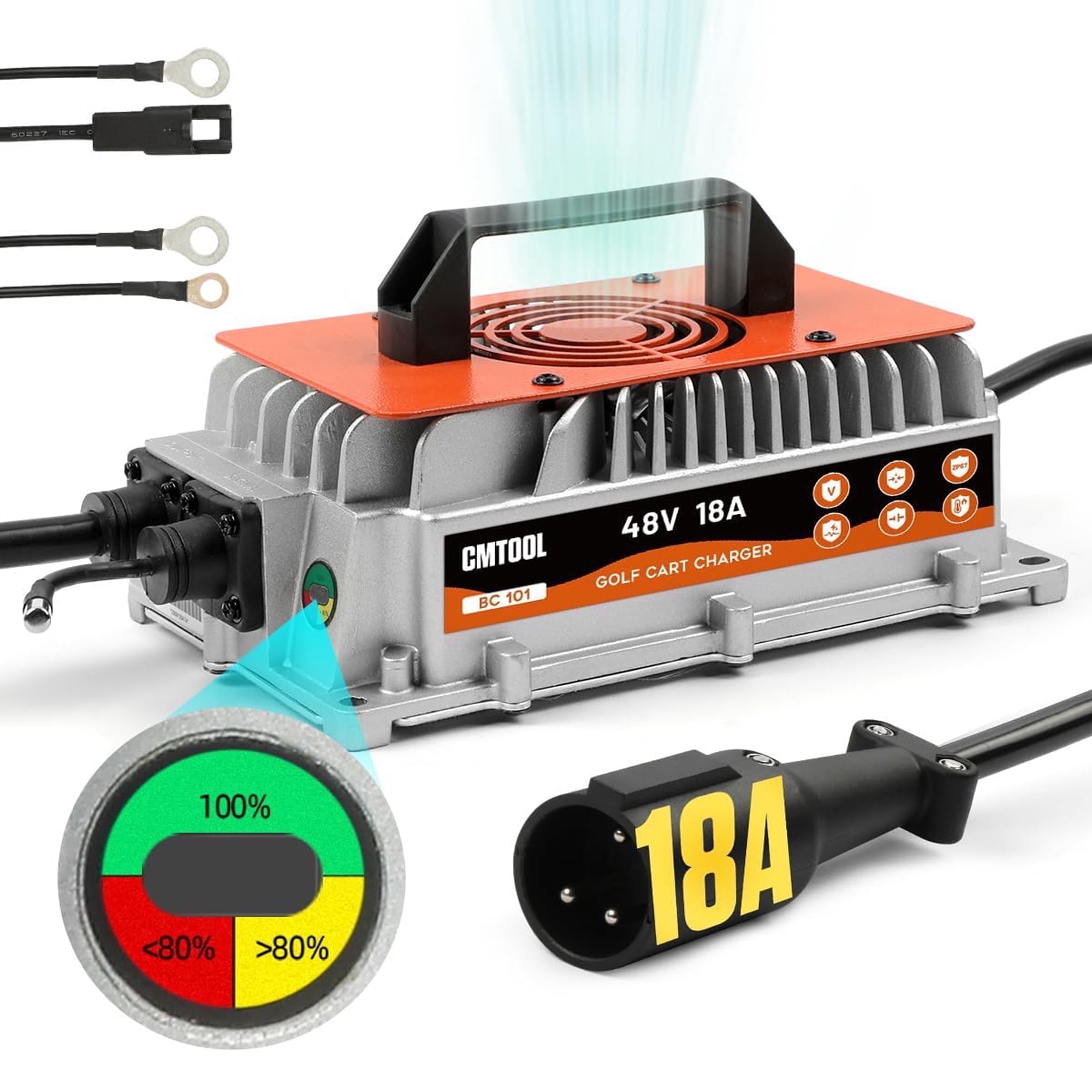 Golf Cart Battery Charger, 48V 18A Automatic Smart Club Car Smart Fast ...