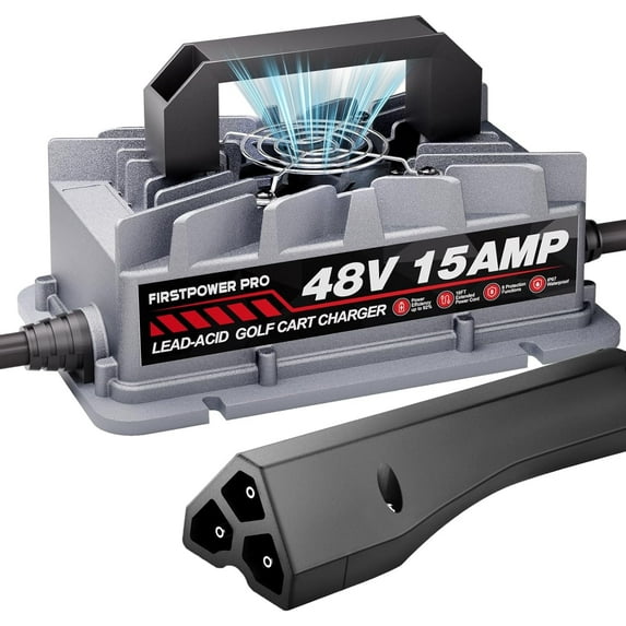 FirstPower, Golf Cart Charger, 48V 15A for EZGO RXV & TXT with 3 Pin ...