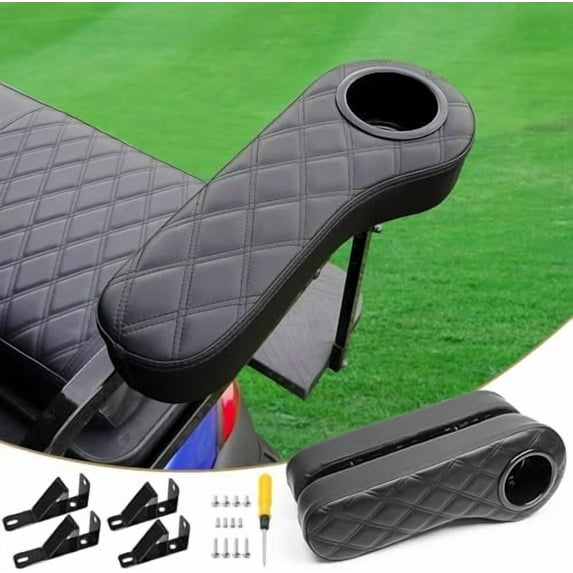 Golf Cart Diamond Armrest with Cup Holder for Rear Seat, Upgraded ...