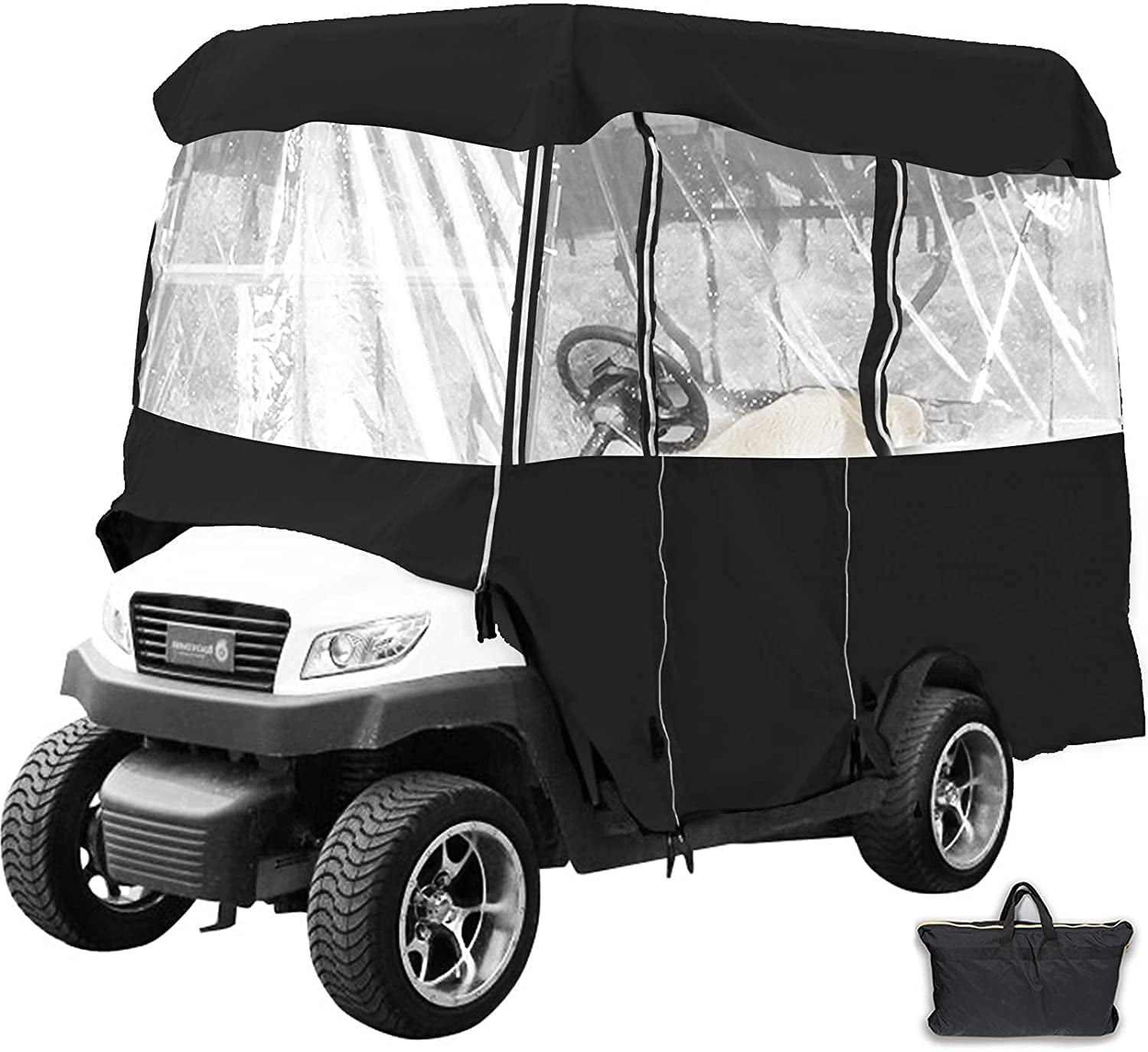 Golf Cart Enclosure, 4-Person Golf Cart Cover, 4-Sided Fairway Deluxe ...