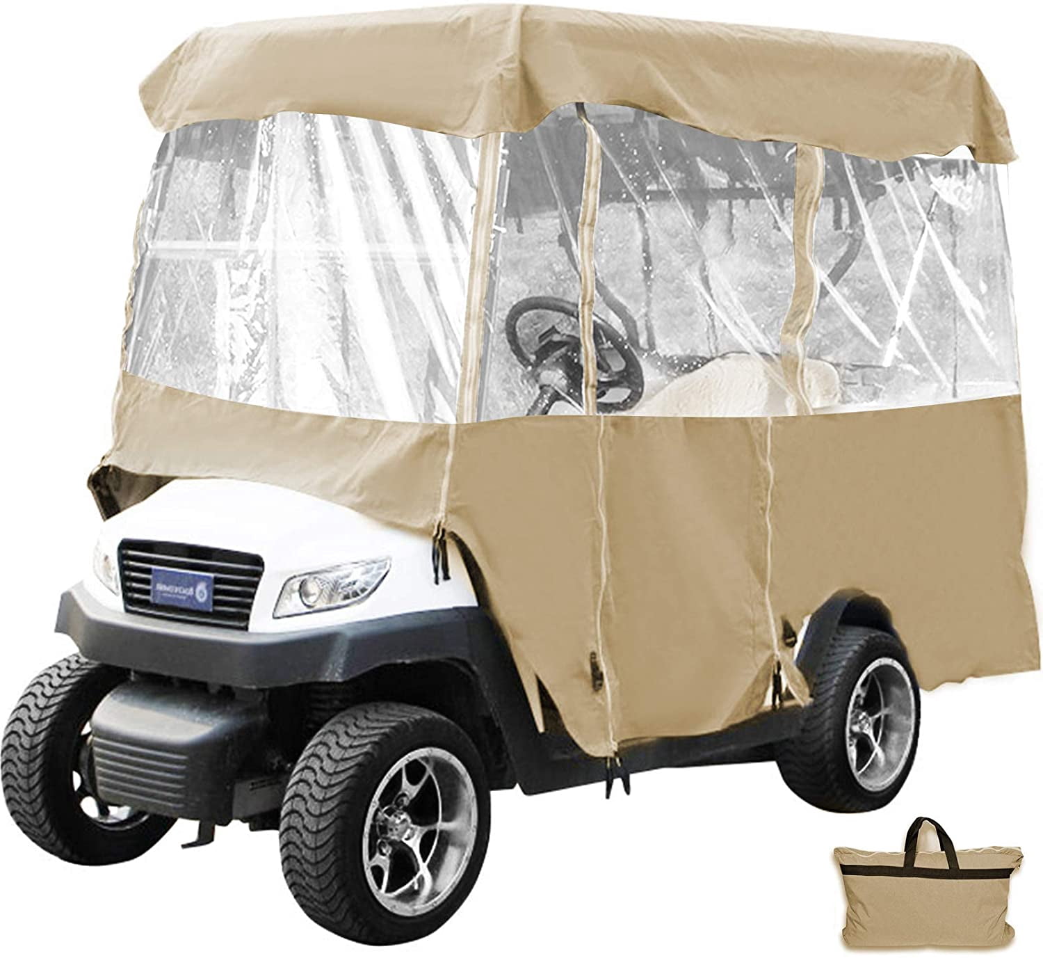 Golf Cart Enclosure, 4-Person Golf Cart Cover, 4-Sided Fairway Deluxe ...