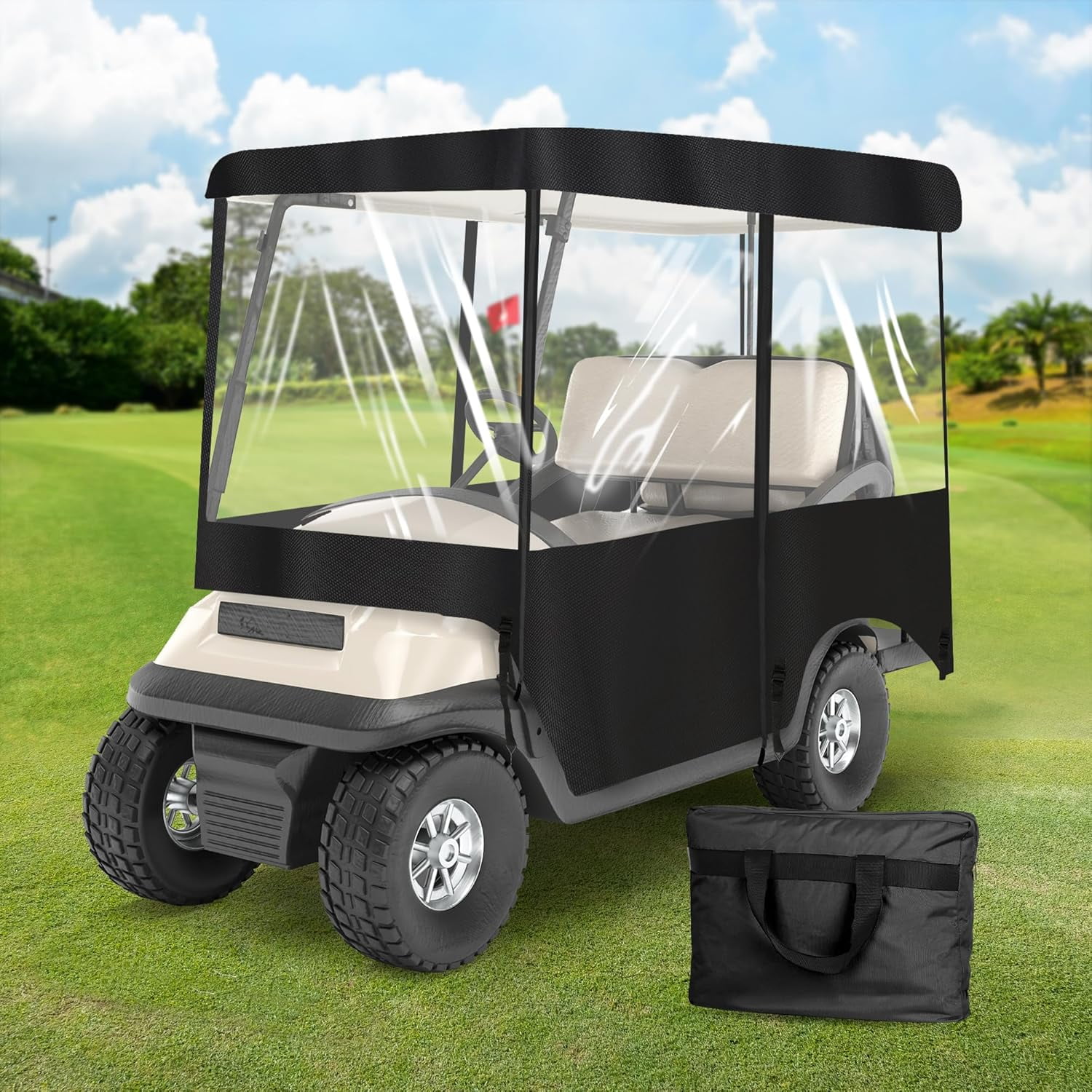 Golf Cart Enclosure, Golf Cart Cover for 2 passengers with 4-Sided ...