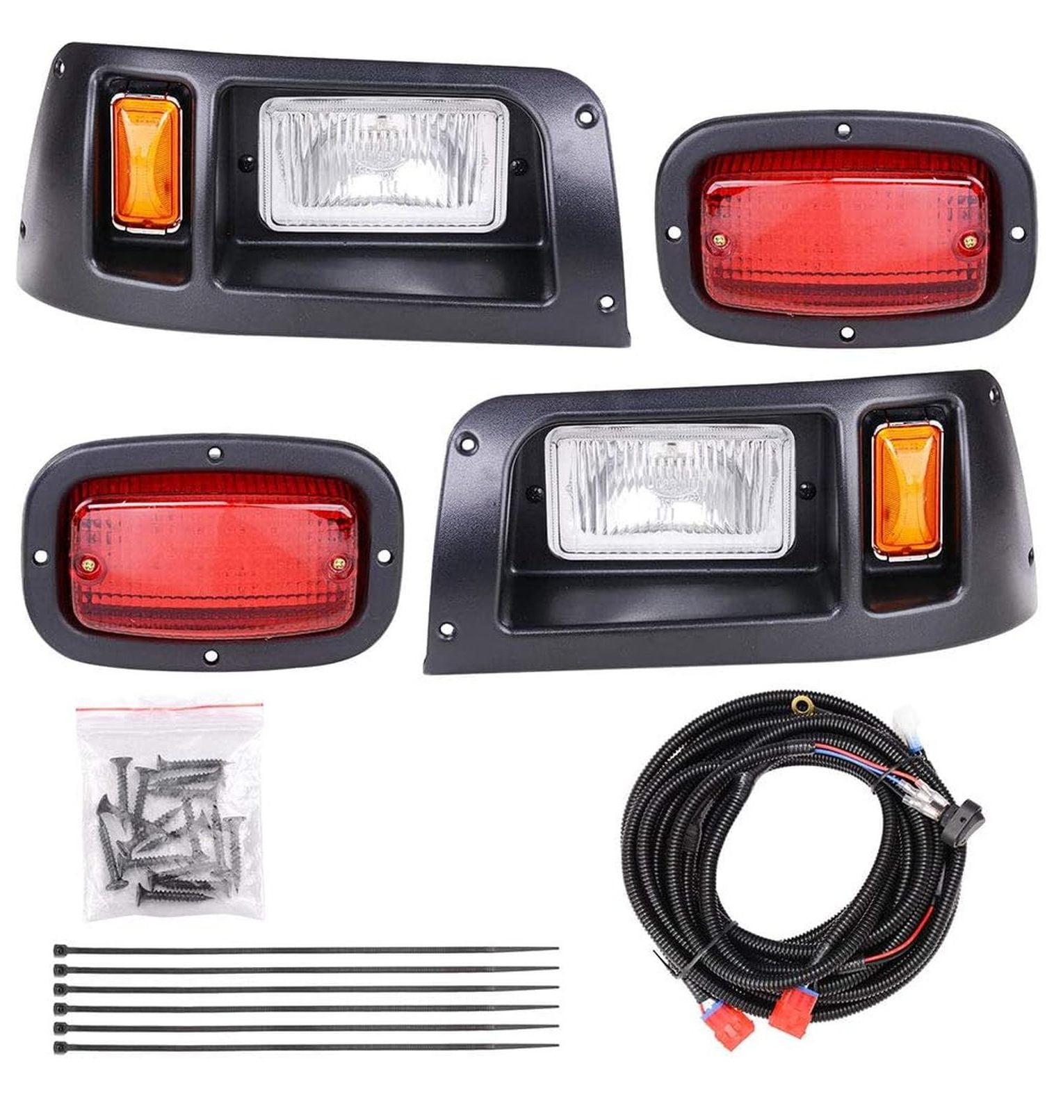 Golf Cart Halogen Headlights & LED Tail Lights Kit DS Cart Lights, Only ...