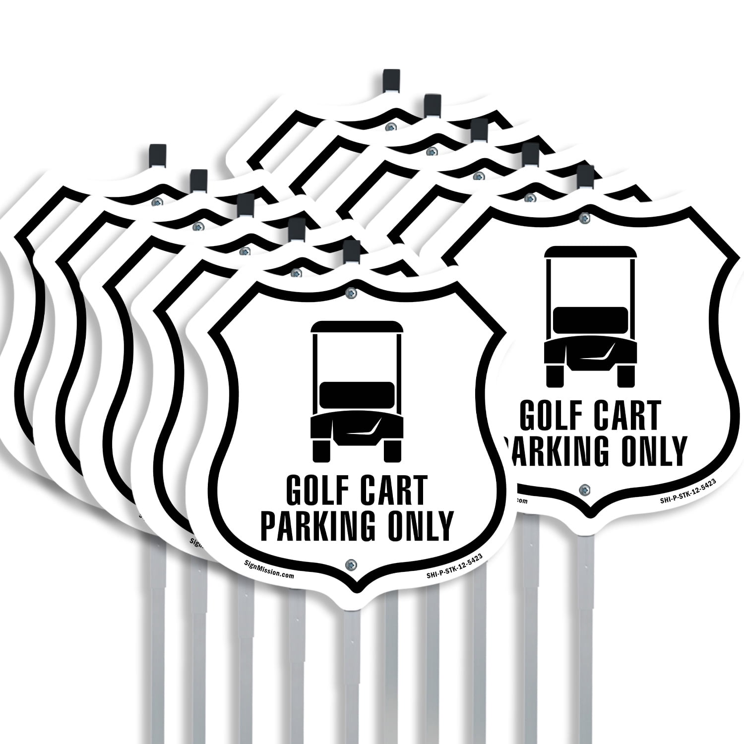 Golf Cart Parking Only (10 Pack) 12 inch X 12 inch Shield Shaped ...