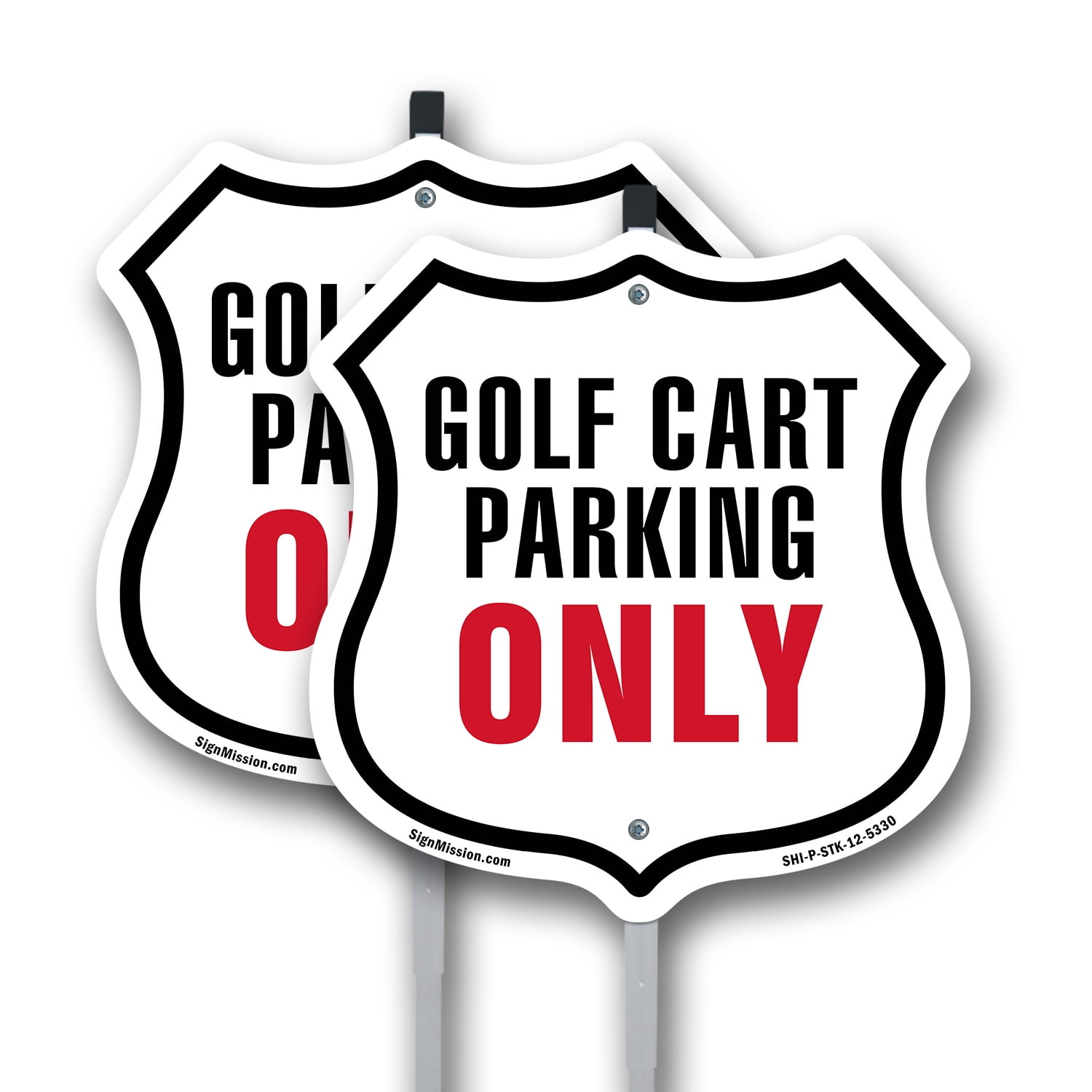 Golf Cart Parking Only (2 Pack) 12 inch X 12 inch Shield Shaped ...