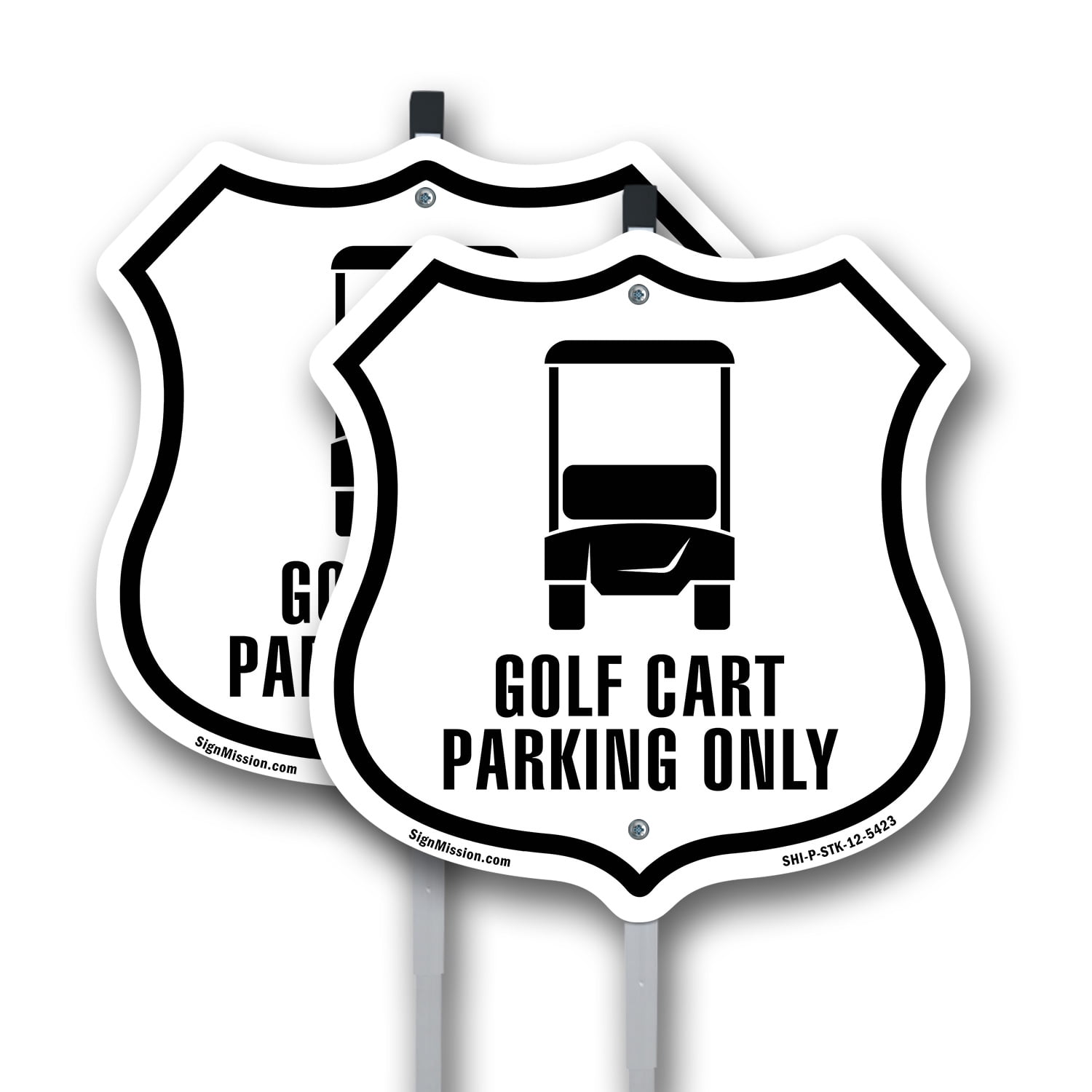 Golf Cart Parking Only (2 Pack) 12 inch X 12 inch Shield Shaped Rust ...