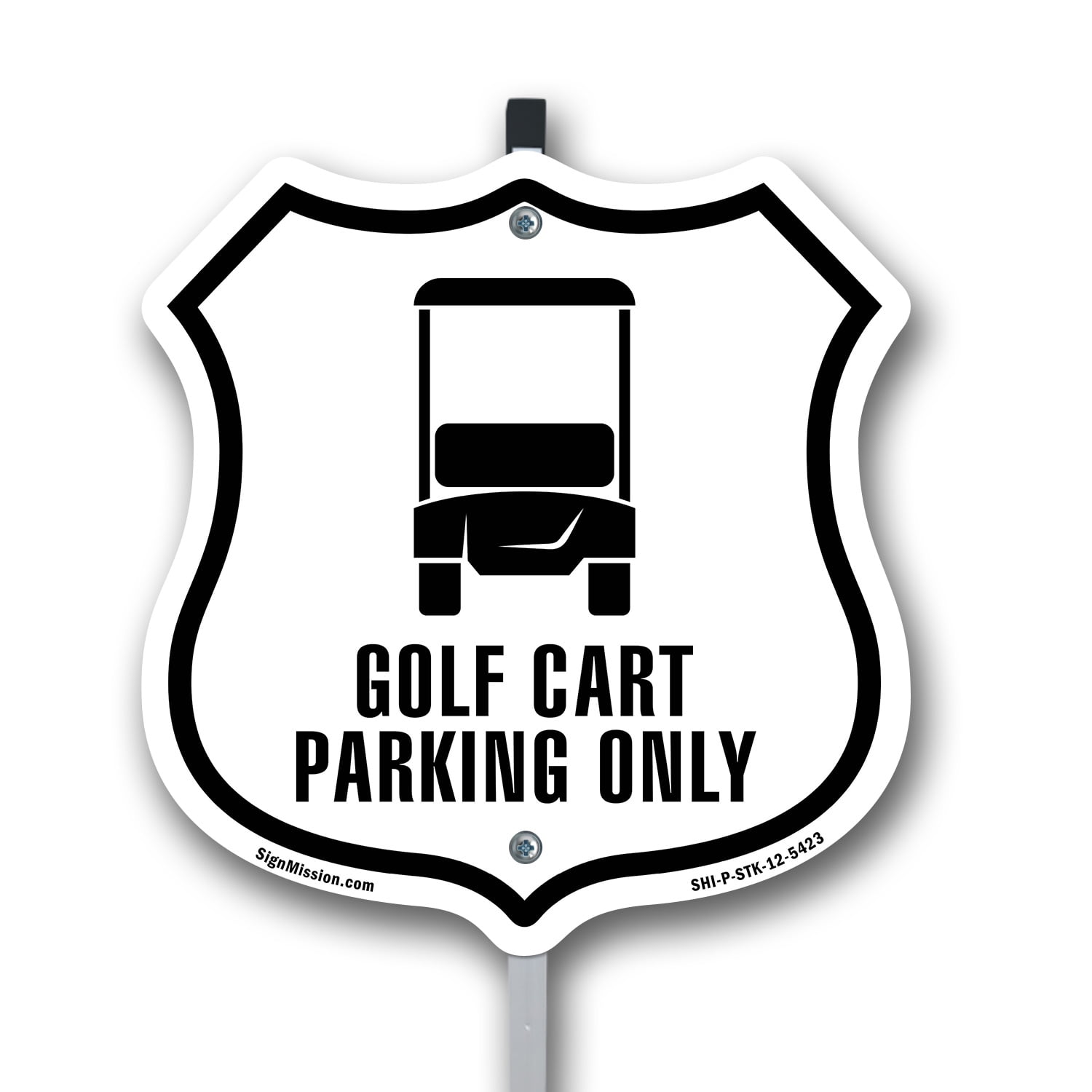 Golf Cart Parking Only 12 inch X 12 inch Shield Shaped Rust-Free ...