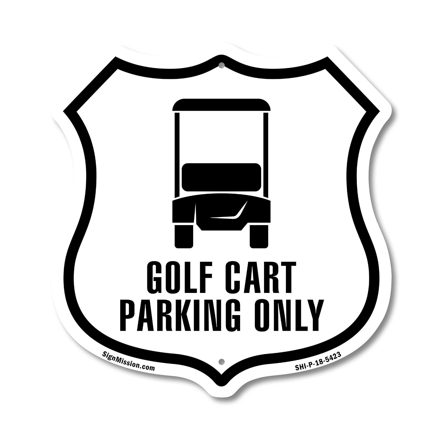Golf Cart Parking Only (2 Pack) 12 inch X 12 inch Shield Shaped ...