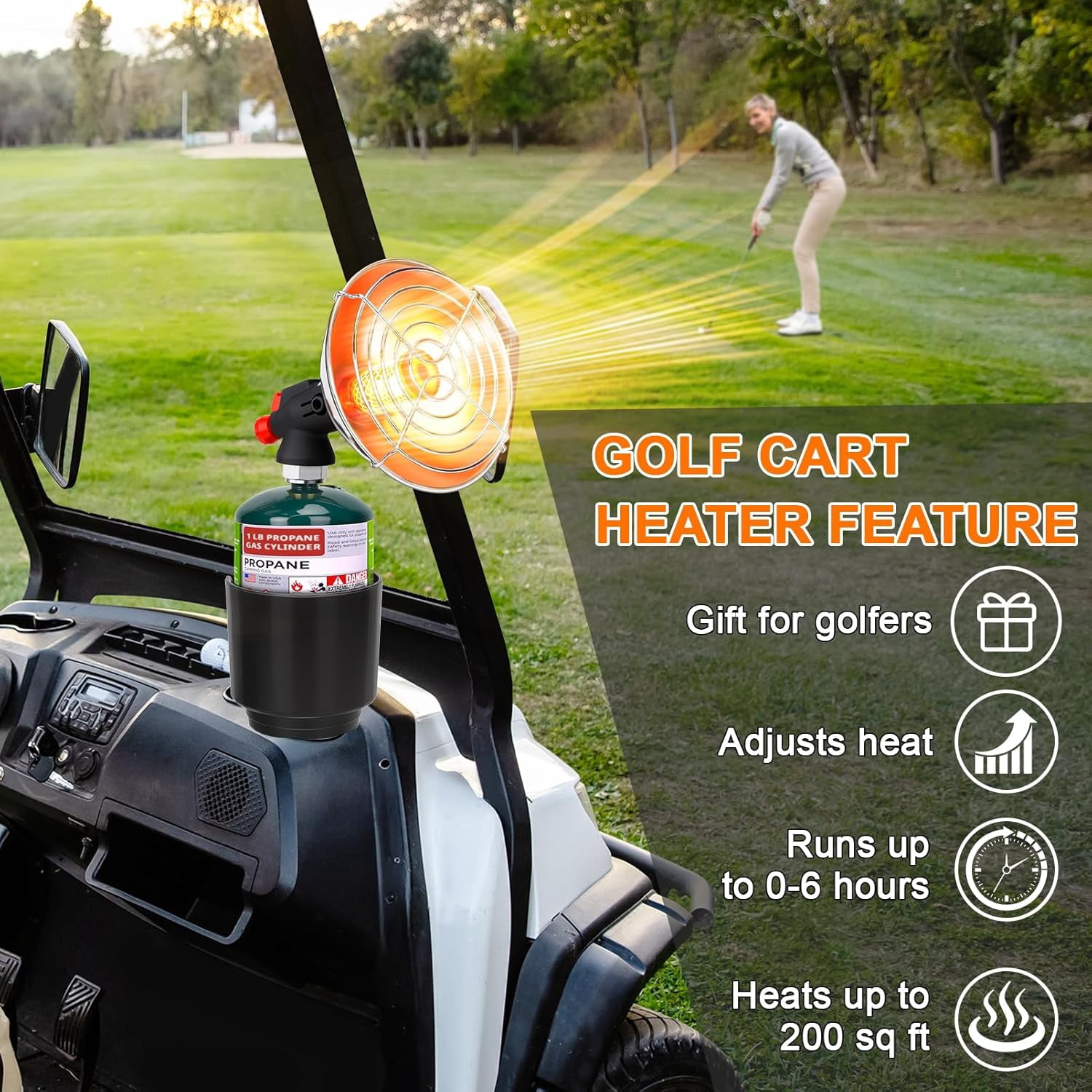 Golf Cart , Portable Propane with Self Igniter, 2-in-1 Outdoor Space ...