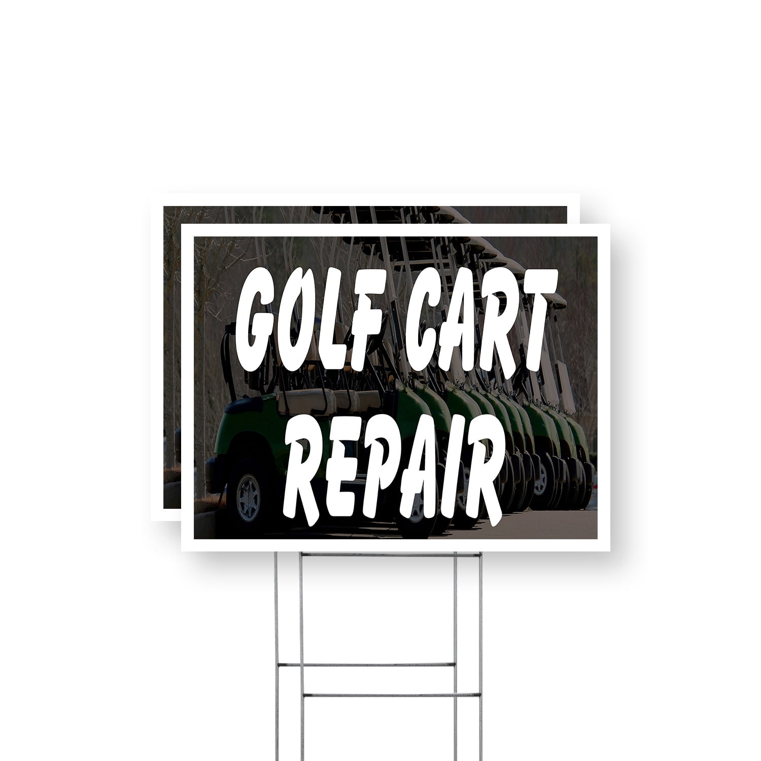Golf Cart Repair Yard Sign 2 Pack of 12 Inch x 16 Inch Double Sided ...