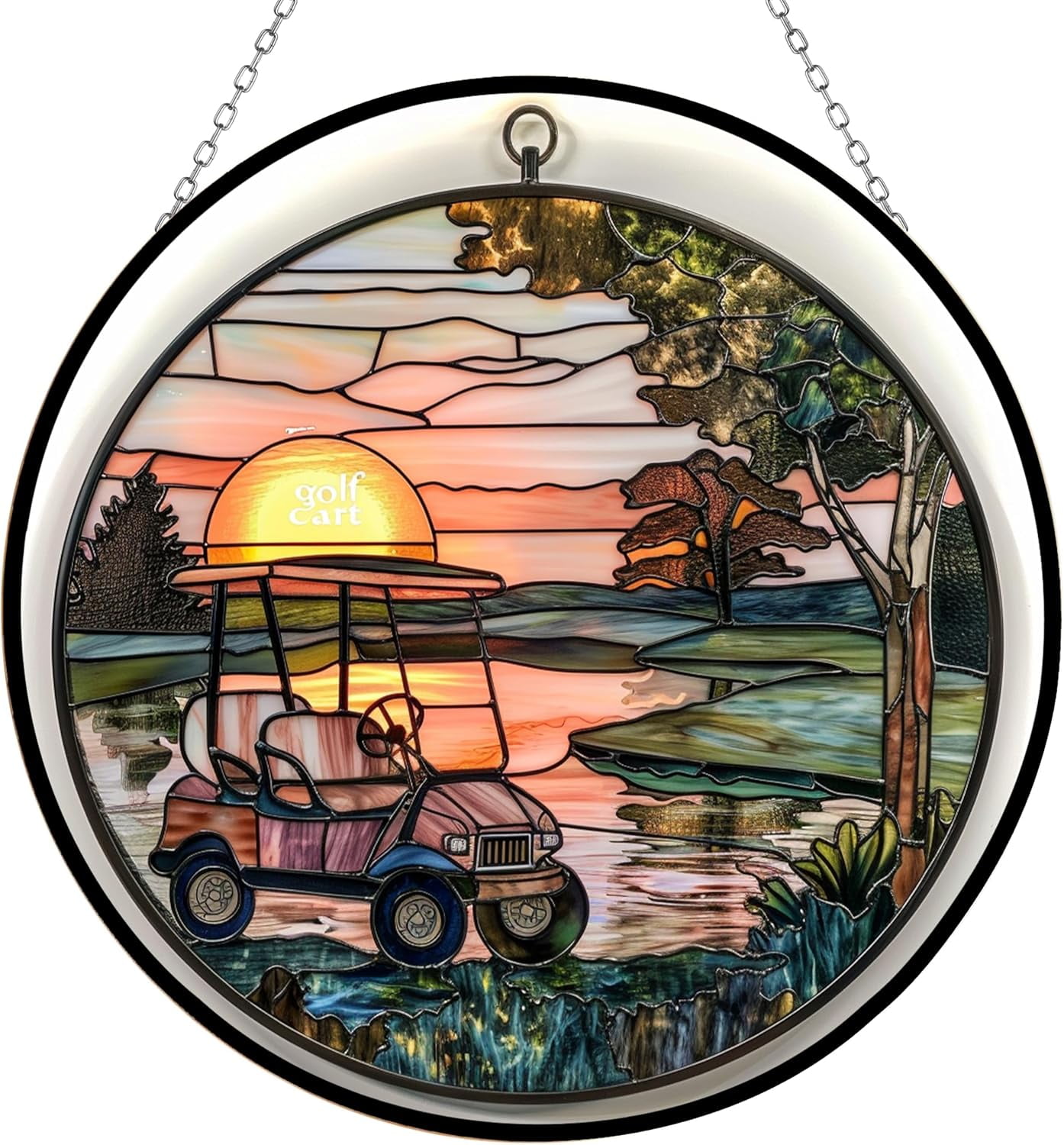 Golf Cart Stained Glass Window Hangings, Handcrafted Stained Glass ...
