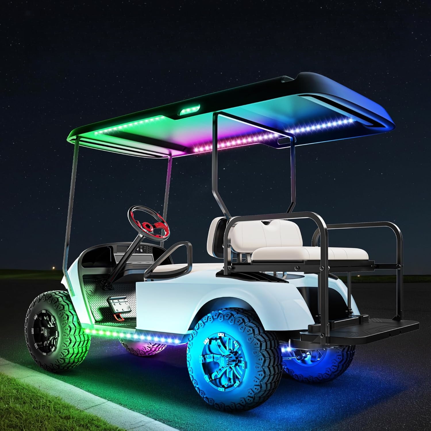 Golf Cart Underglow LED Light Strip Kit with Canopy Lights, 24-Mode RGB ...