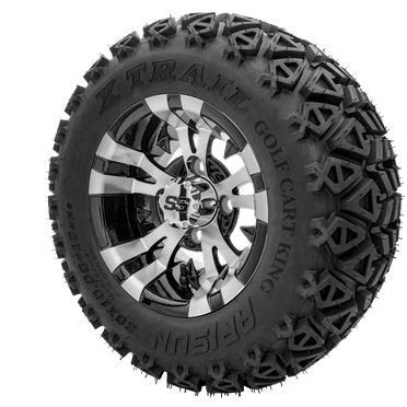 Golf Cart Wheels and Tires Combo - 14" Vampire SS Machine Black- Set of ...