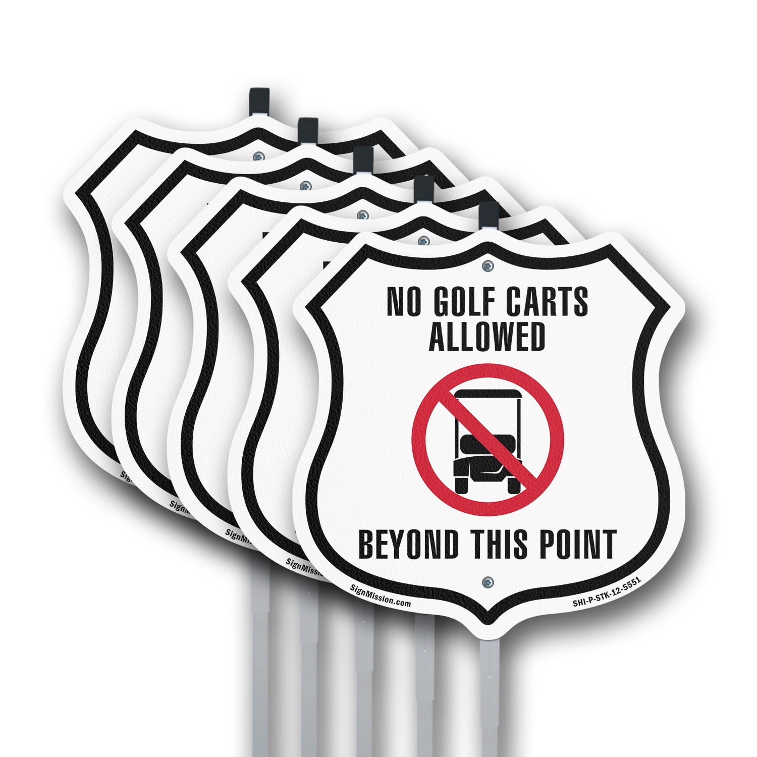No Golf Carts Allowed Beyond This Point (5 Pack) 12 inch X 12 inch ...