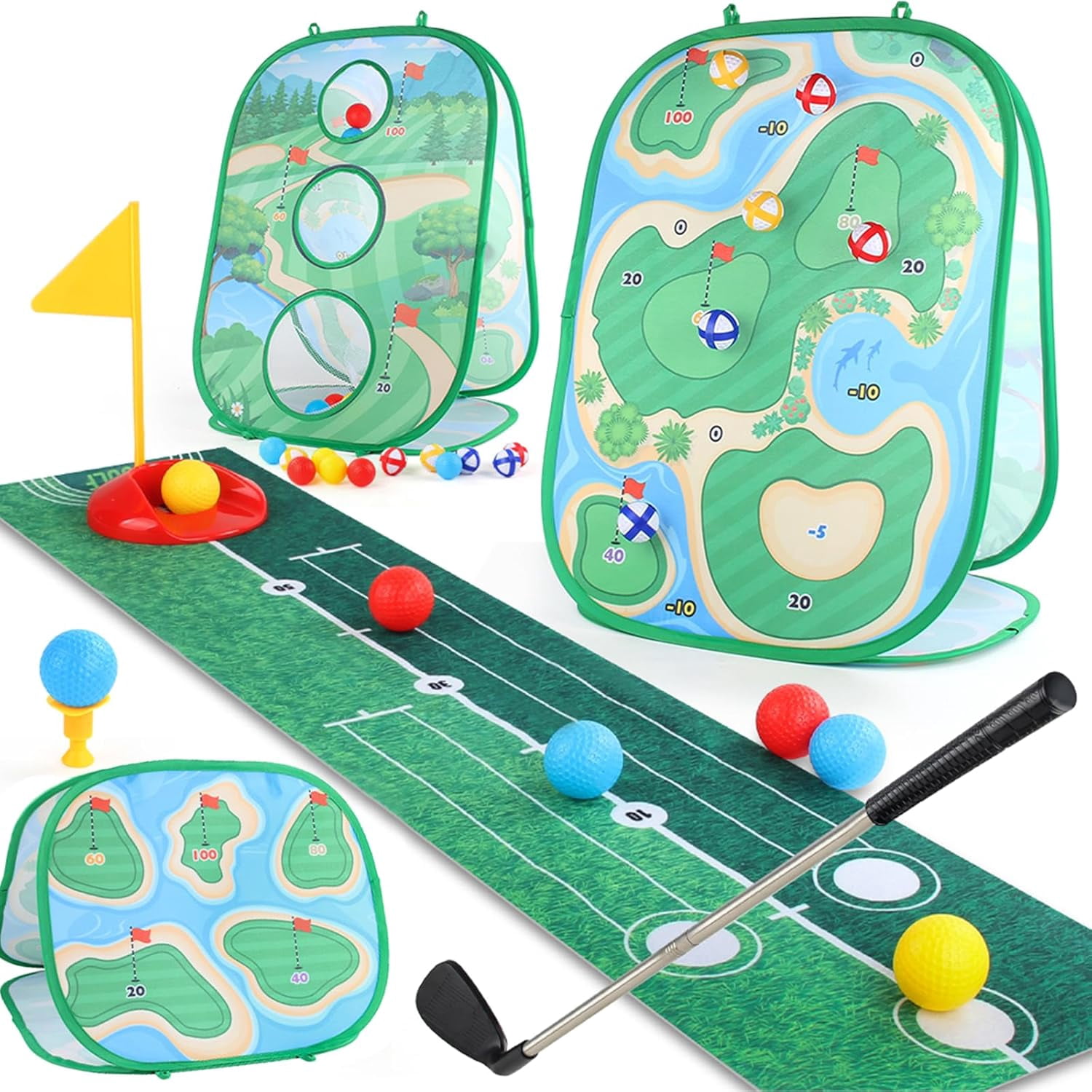 Golf Chipping Game, Bean Bag Toss Game, Battle Golf with Golf Club, 3 ...