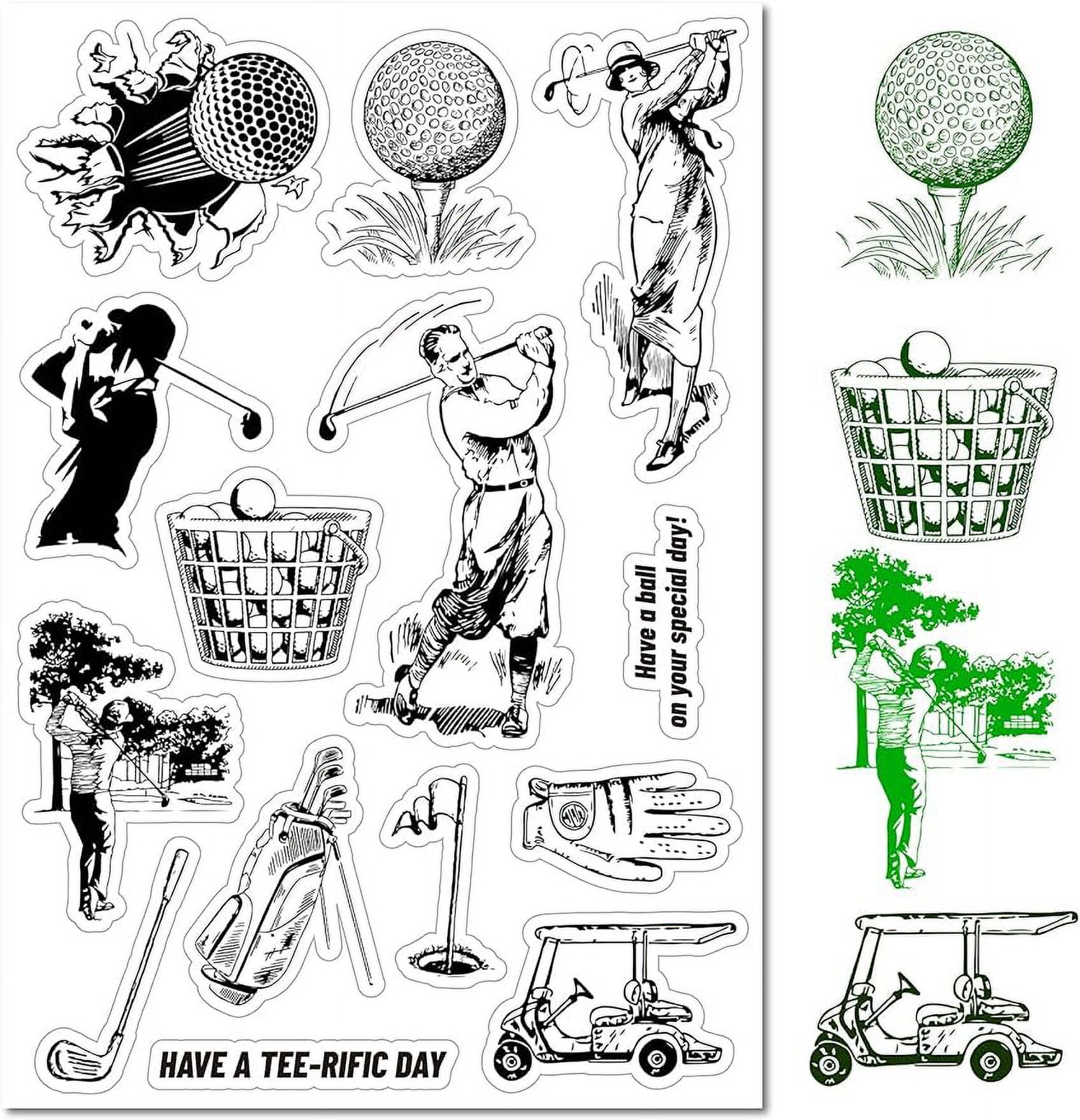 Golf Clear Rubber Stamps Sport Theme Transparent Retro Golf Balls Car ...