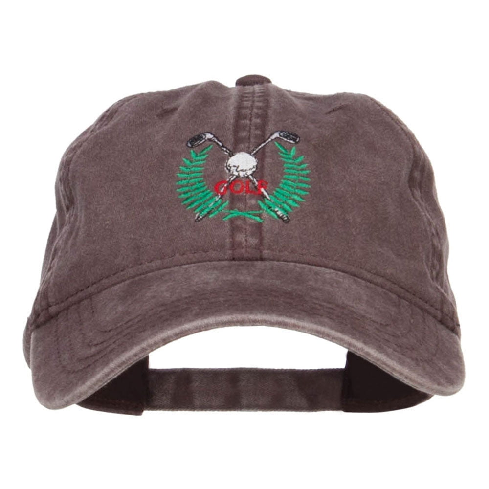 Golf Club Ball Crest Embroidered Washed Cap - Brown OSFM - Walmart.com