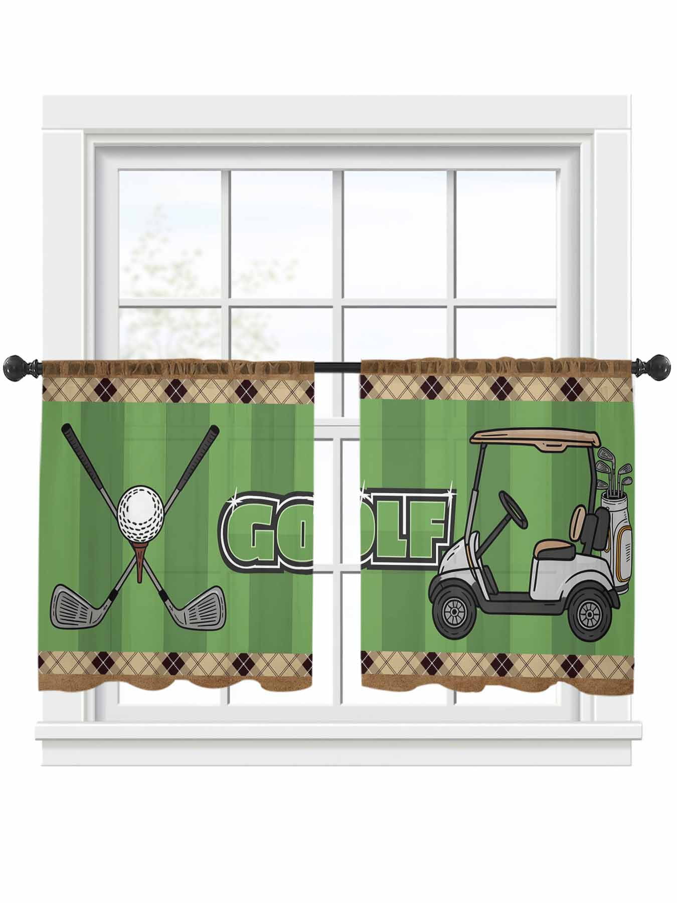 Golf Club Car Sheer Curtains 45 Inch Length 2 Panels Set, Semi ...