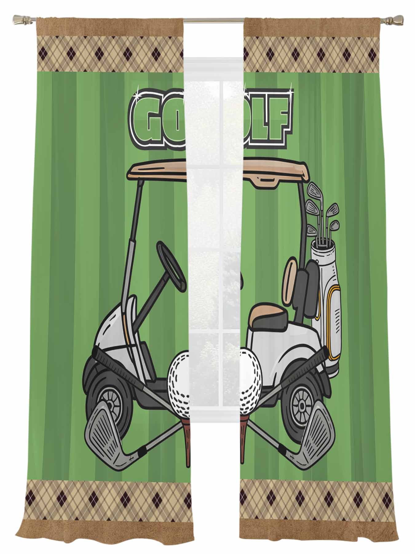 Golf Club Car Sheer Curtains 96 Inch Length 2 Panels Set, Semi ...