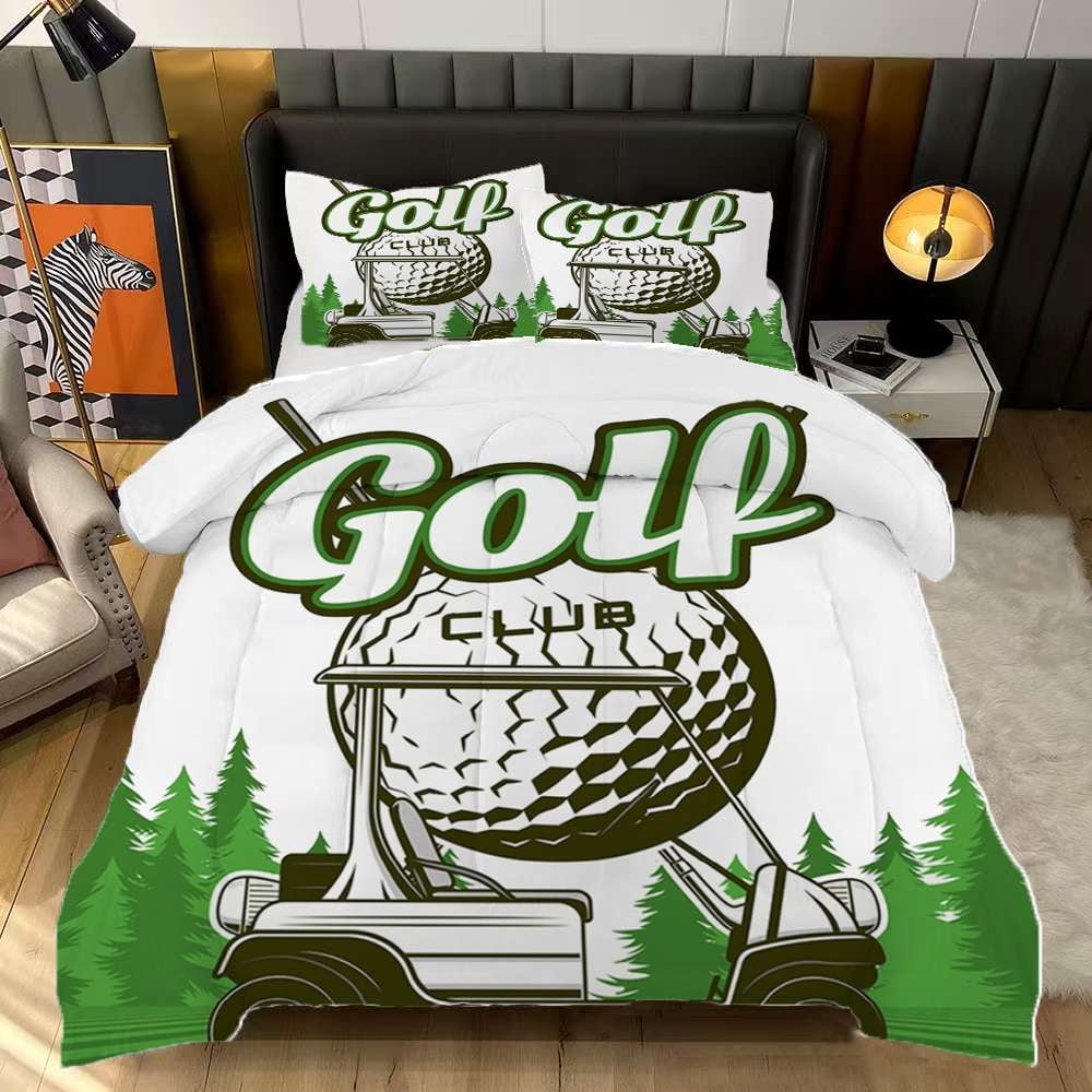 Golf Club Comforter Set King Size Bedding Set For Travl Bedroom Decor ...