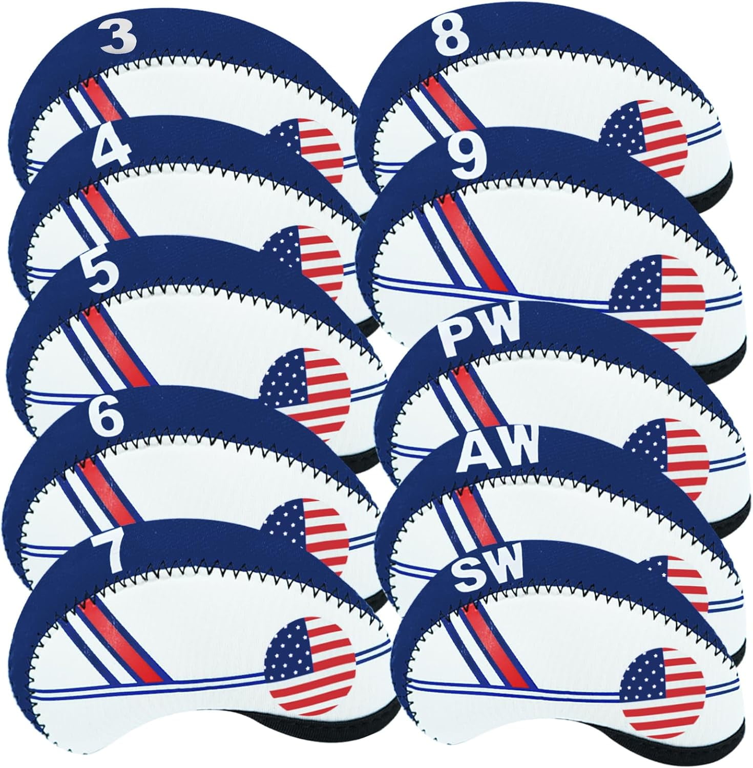 Golf Club Covers Set for Irons Neoprene Iron Head Cover Club Protector ...