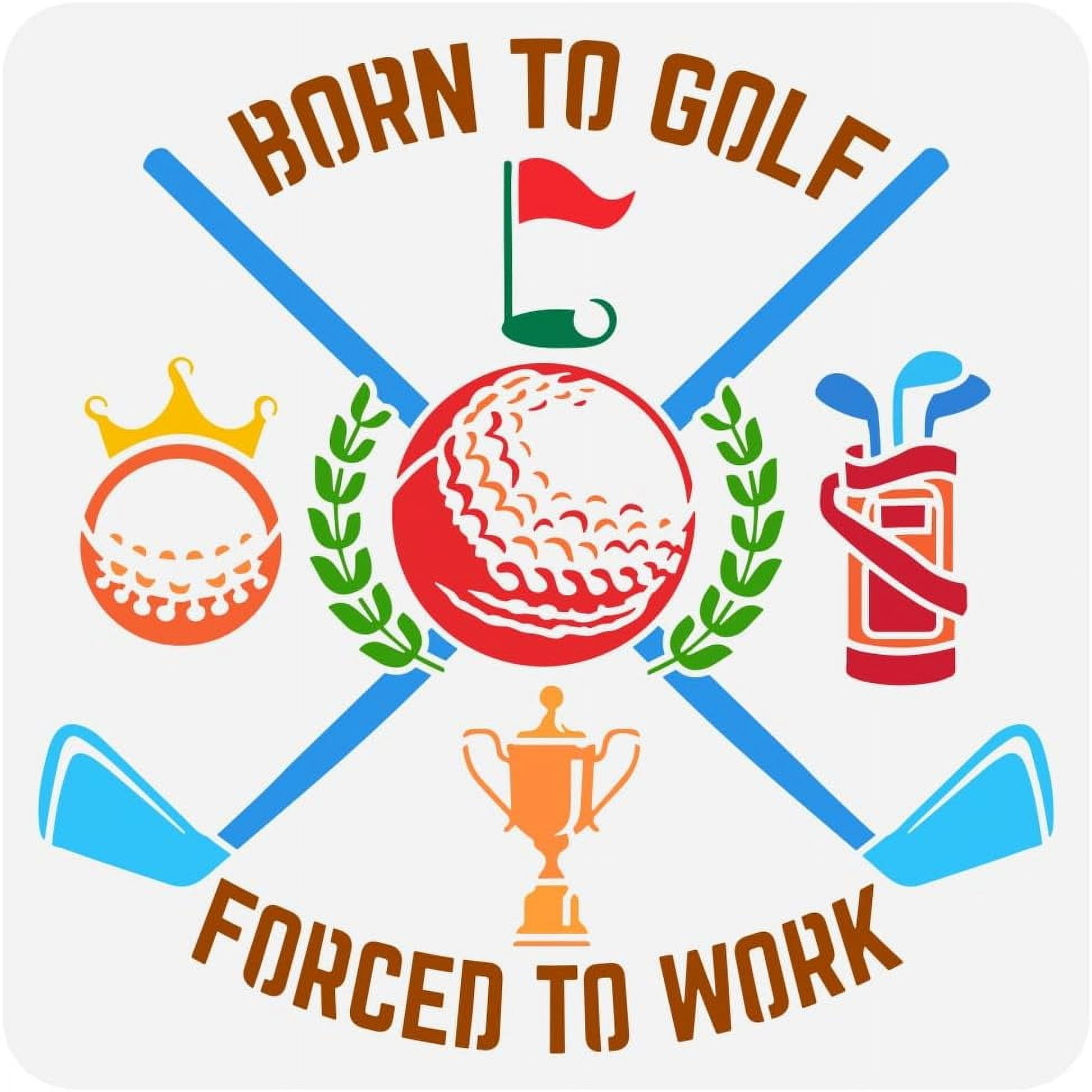 Golf Club Drawing Stencil 11.8x11.8 inch Plastic Born to Golf Stencil ...