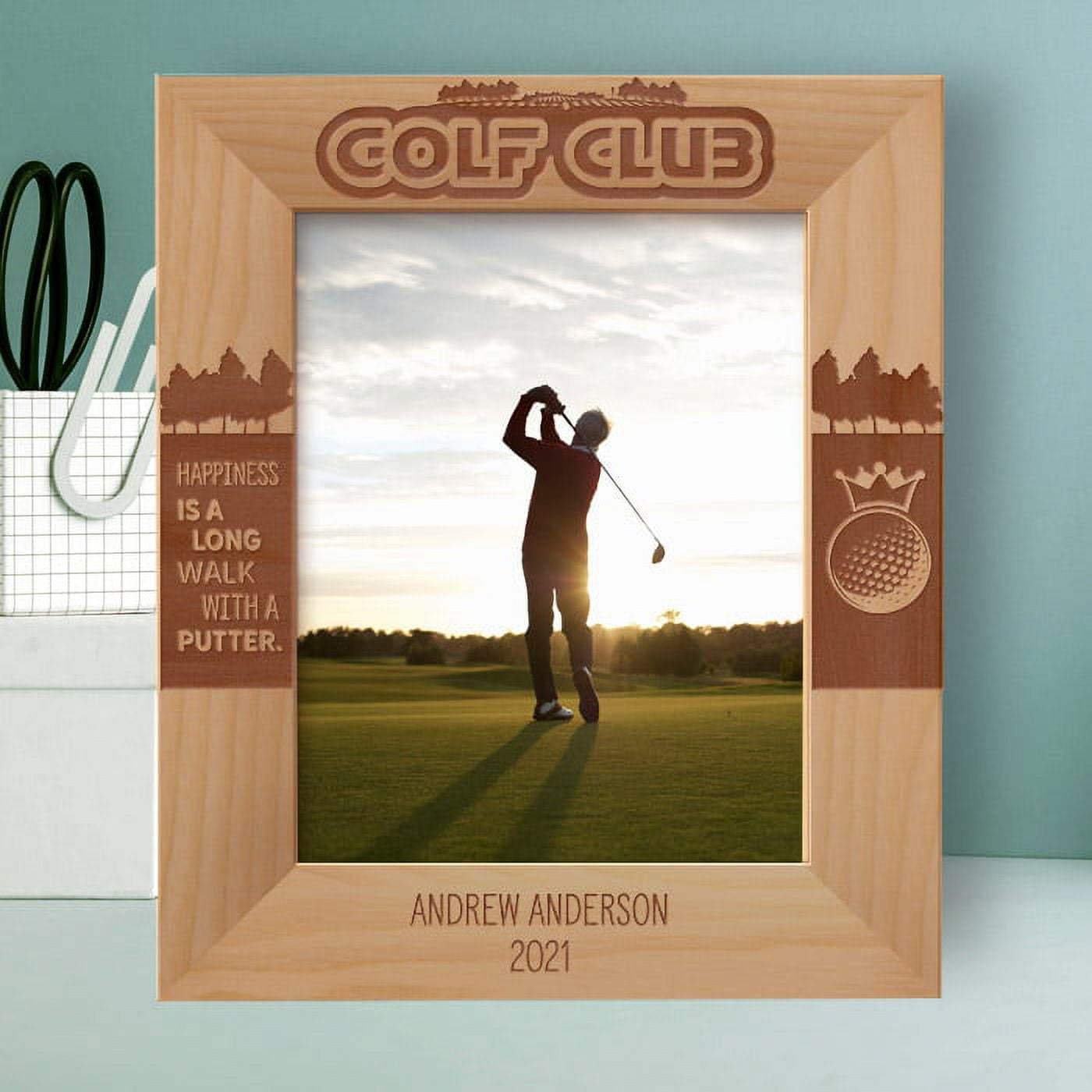 Golf Club Happiness Is A Long Walk With A Putter Personalized Wooden ...