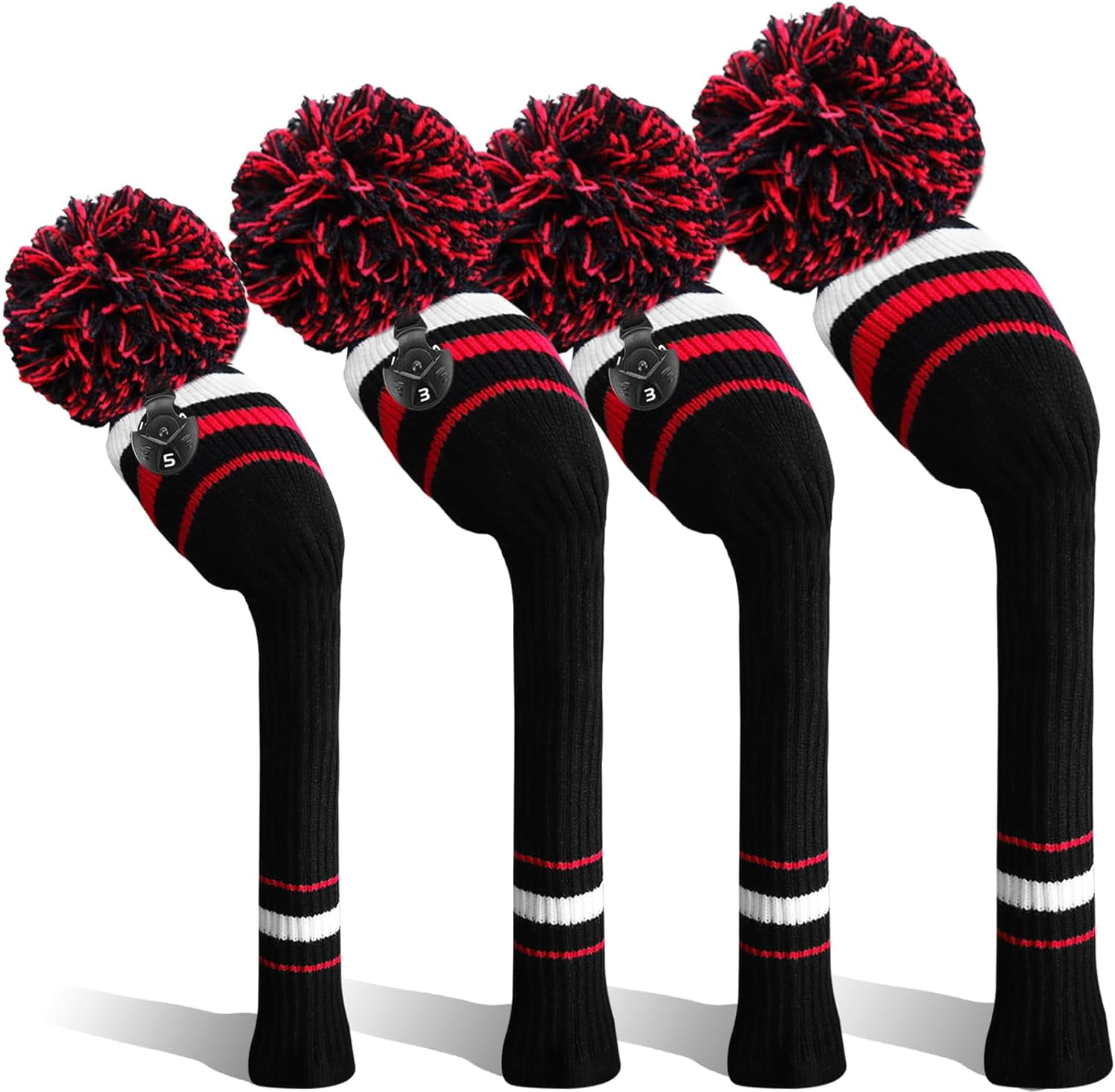 Golf Club Head Covers Knit for Woods Driver Fairway Hybrid Headcovers ...