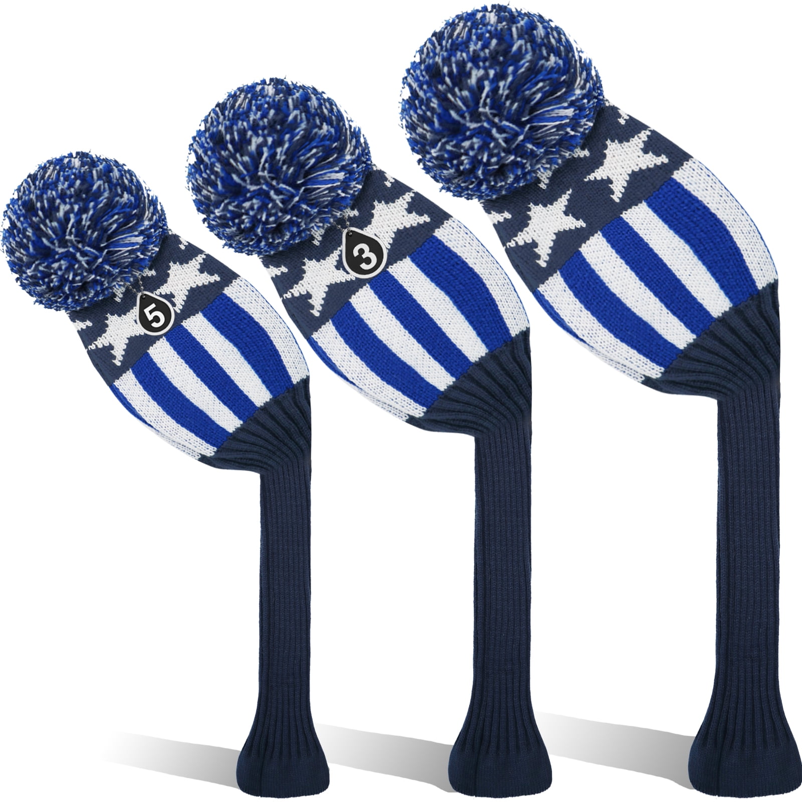 Golf Club Head Covers Knit for Woods Driver Fairway Hybrid Headcovers ...