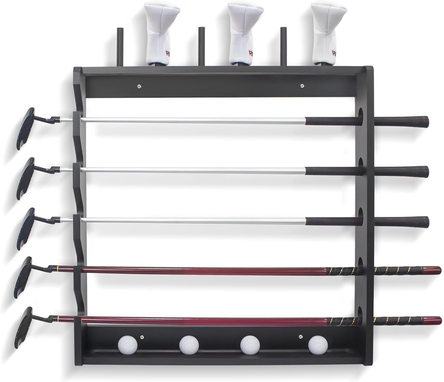 Golf Club Holder Rack - Indoor Wooden 5 Golfs Putter Storage Wall Mount ...