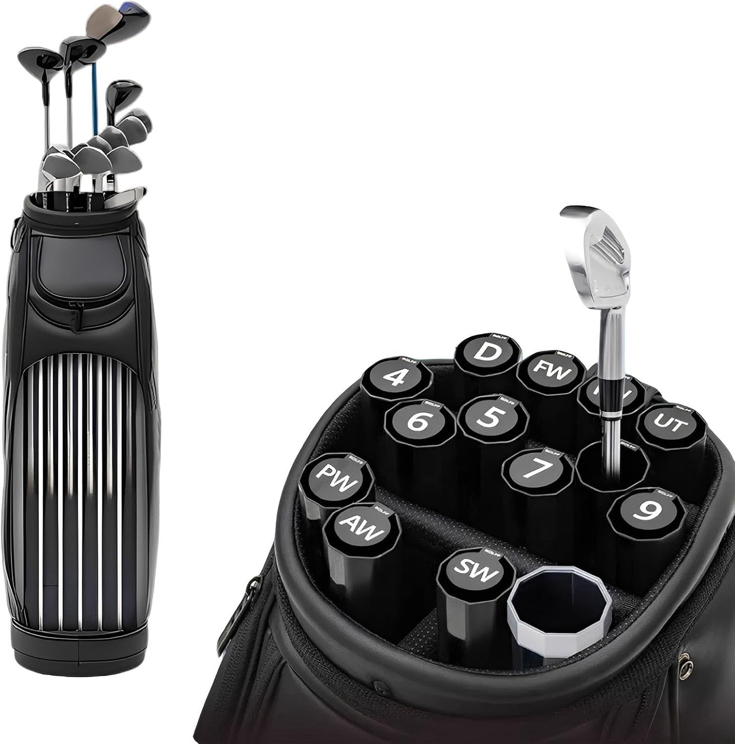 Golf Club Organizer Tubes for Bag, 14 Individual Club Protectors with ...