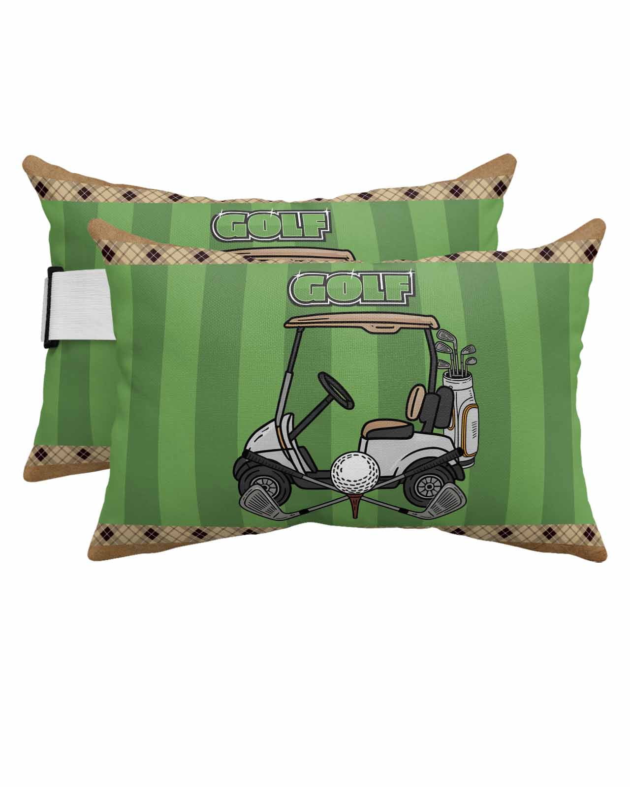 Golf Club Pattern Outdoor Head Resting Pillows with Insert Golf Grenn ...