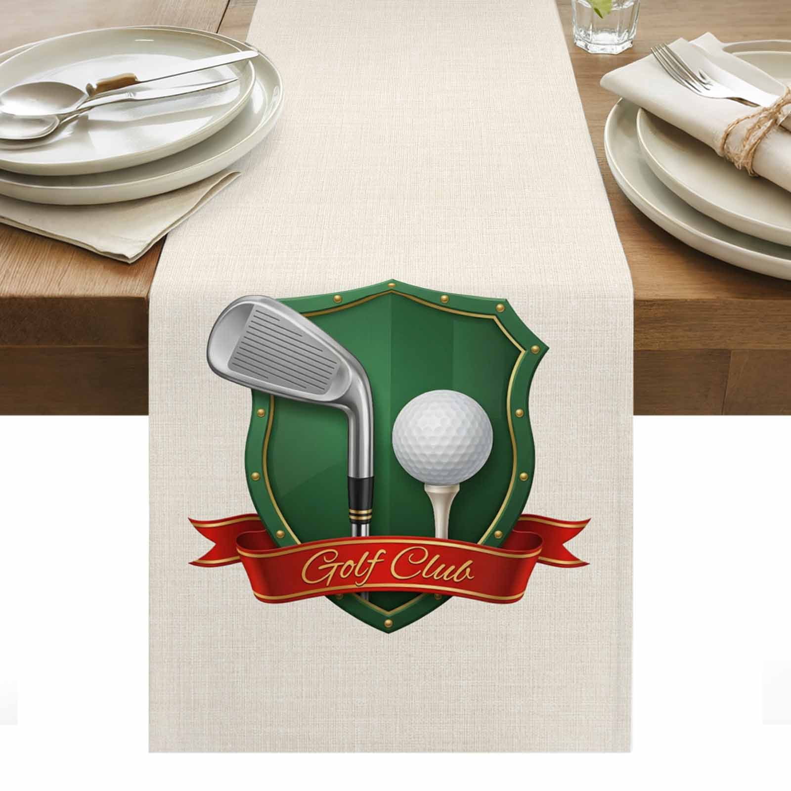 Golf Club Table Runner 13 x 70 Inch, Golf Balls Sport Green Shield ...