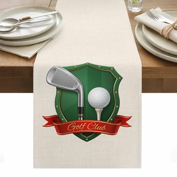 Golf Club Table Runner 13 x 90 Inch, Golf Balls Sport Green Shield ...