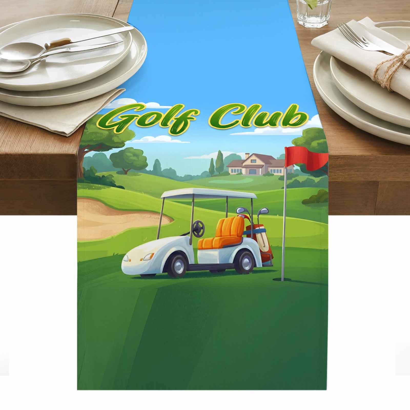 Golf Club Table Runner 16 x 72 Inch, Cartoon Golf Cart Balls Sport ...