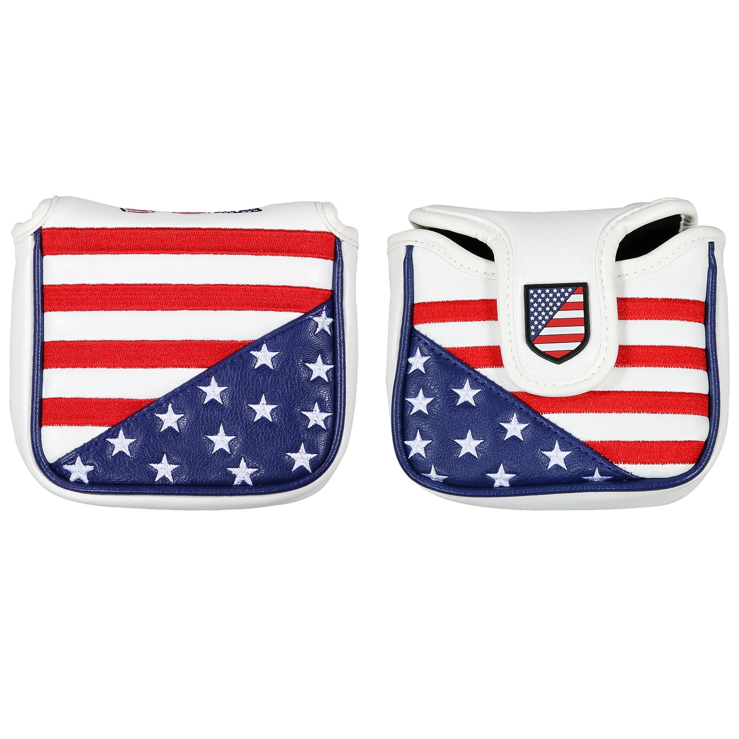 Golf Club USA Flag Mallet Putter Head Cover Magnetic Closure PU Leather ...