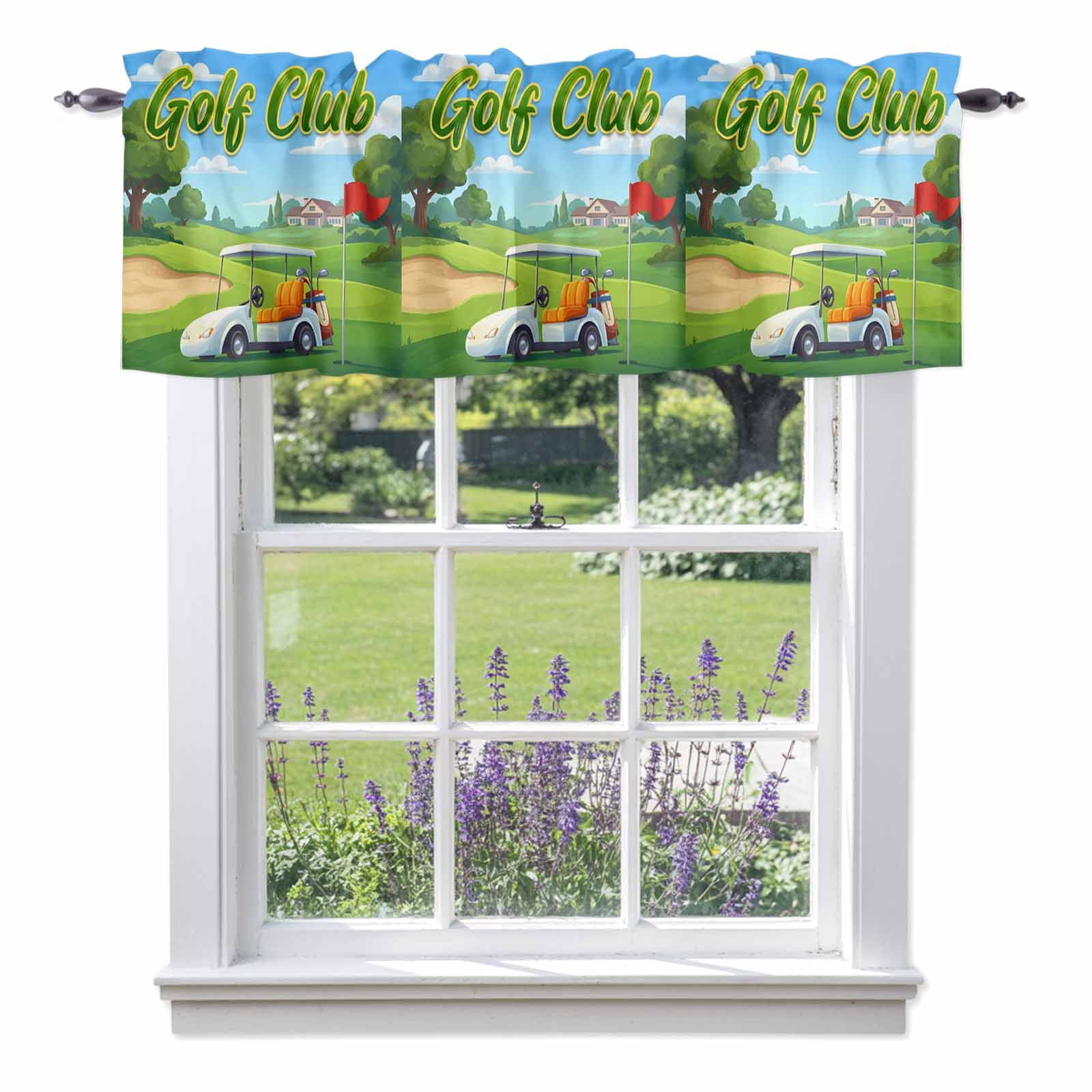 Golf Club Valance Curtain for Windows Cartoon Golf Cart Balls Sport ...