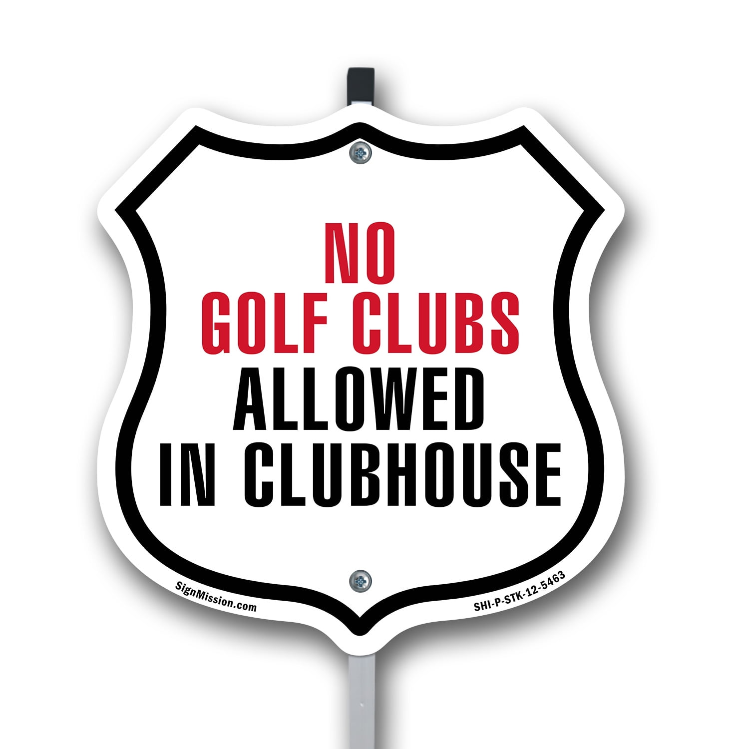 No Golf Clubs Allowed In Clubhouse 12 inch X 12 inch Shield Shaped Rust ...