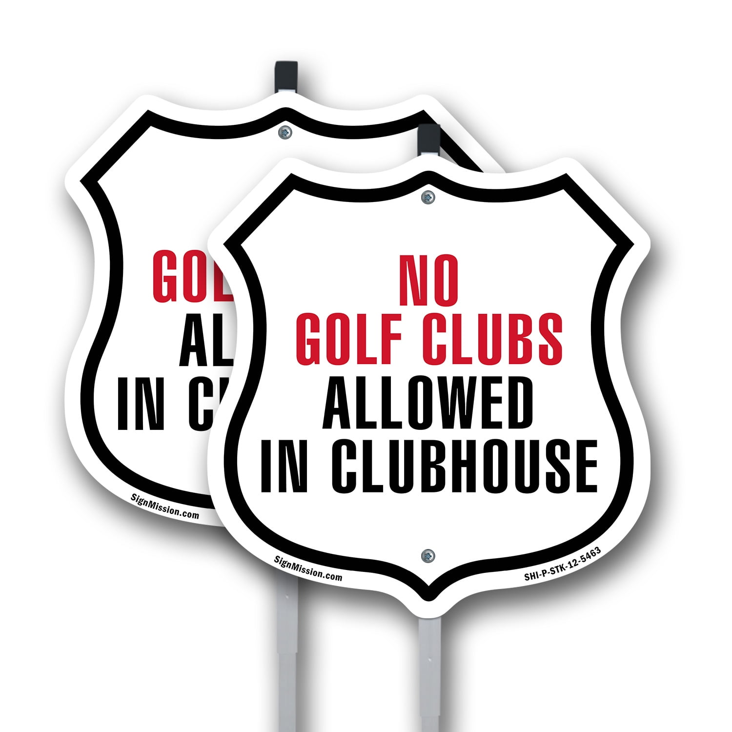 No Golf Clubs Allowed In Clubhouse (2 Pack) 12 inch X 12 inch Shield ...